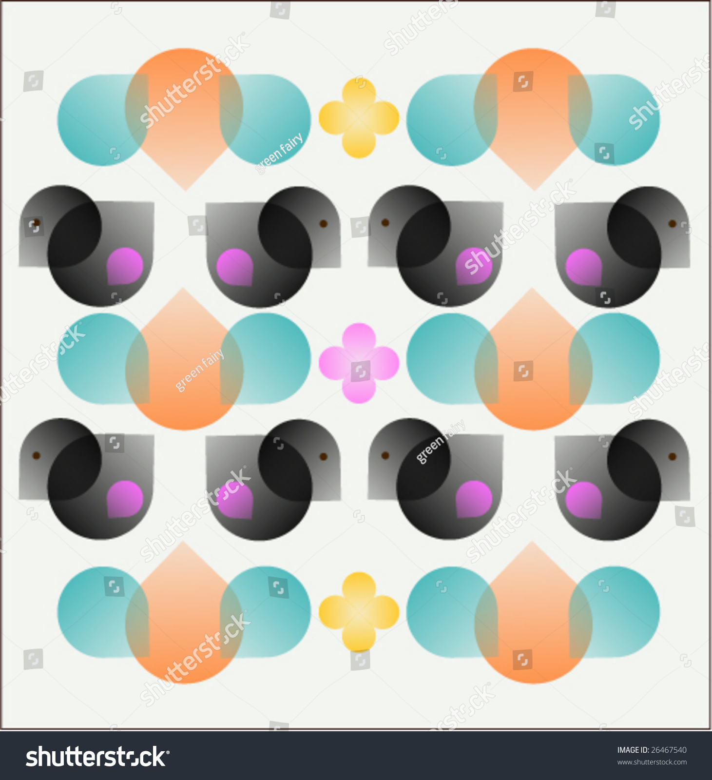 Retro Bird Wallpaper Design Stock Vector (Royalty Free) 26467540 ...