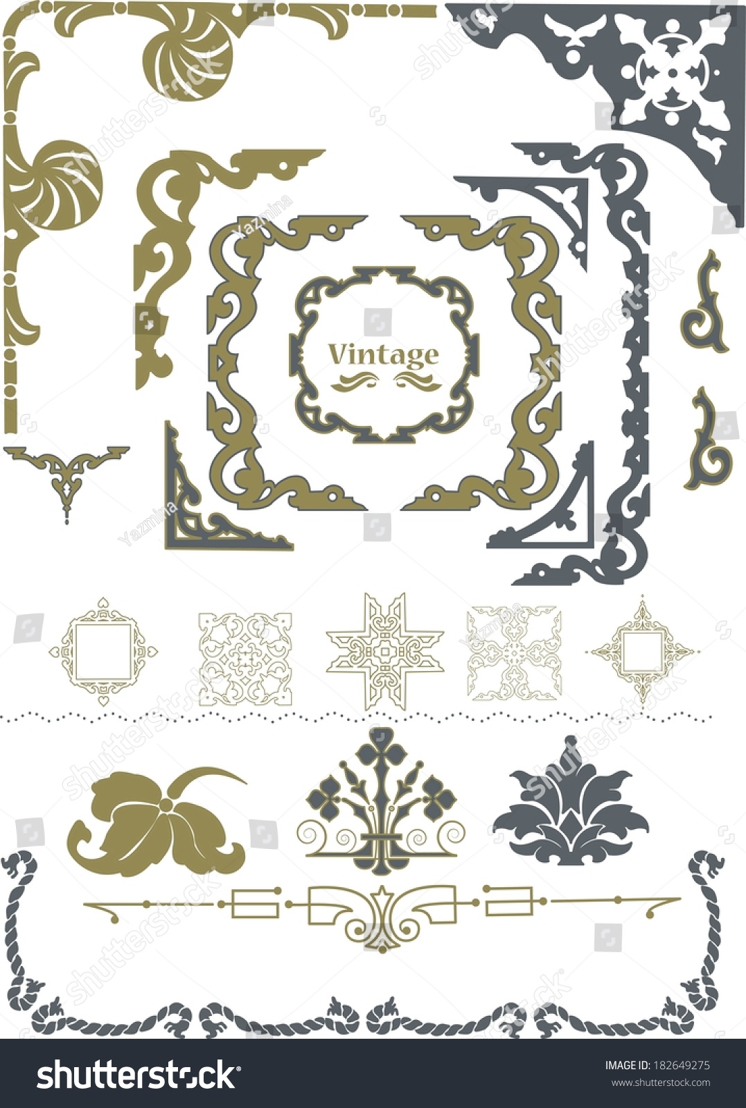 Retro Borders Set Stock Vector (Royalty Free) 182649275