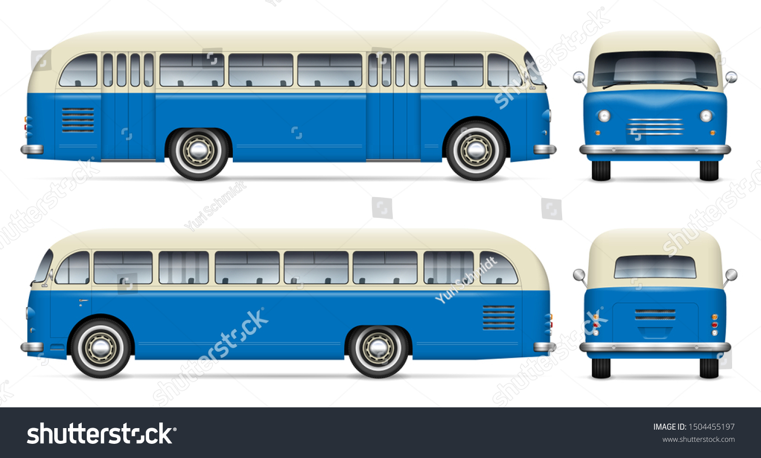 Retro Bus Vector Mockup On White: vector de stock (libre de regalías ...