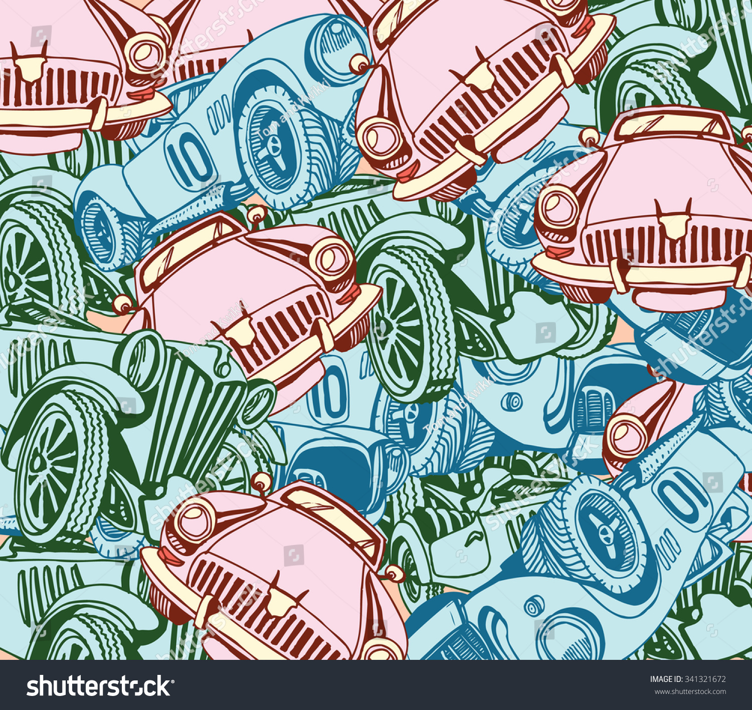Retro Car Collage Stock Vector (Royalty Free) 341321672 | Shutterstock