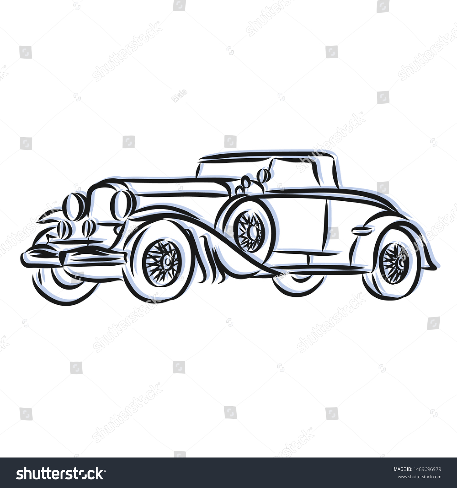 Retro Car Contour Vector Illustration Stock Vector (Royalty Free ...