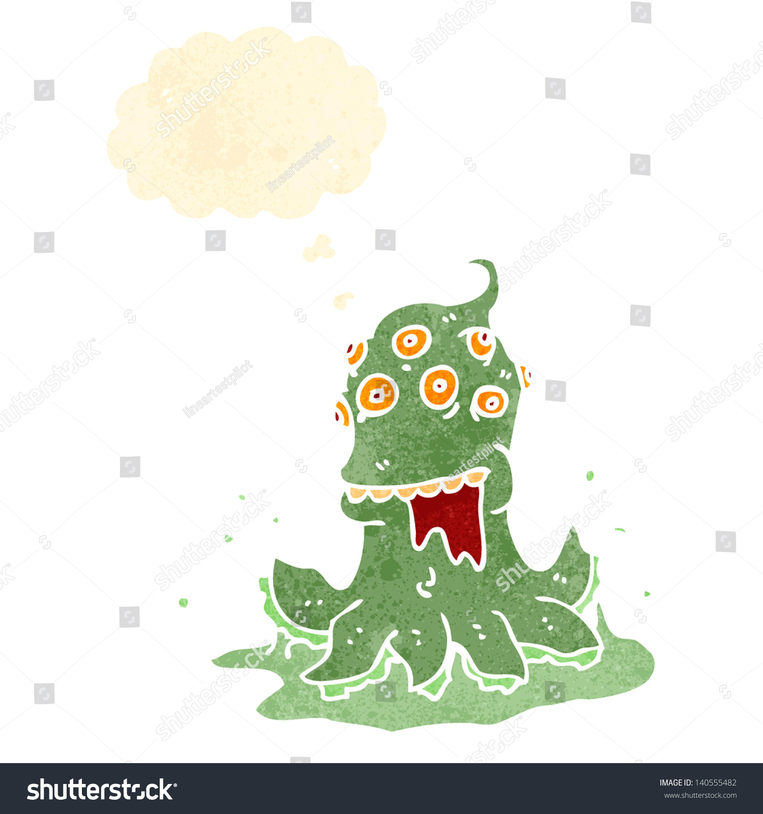 Retro Cartoon Alien Space Monster Stock Vector (Royalty Free) 140555482 ...