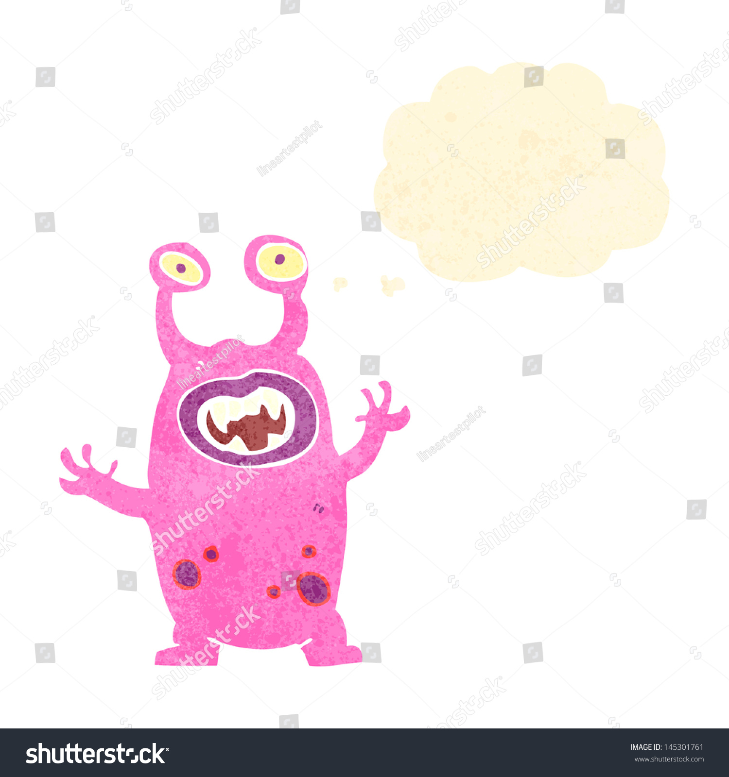 Retro Cartoon Alien Space Monster Stock Vector (Royalty Free) 145301761 ...
