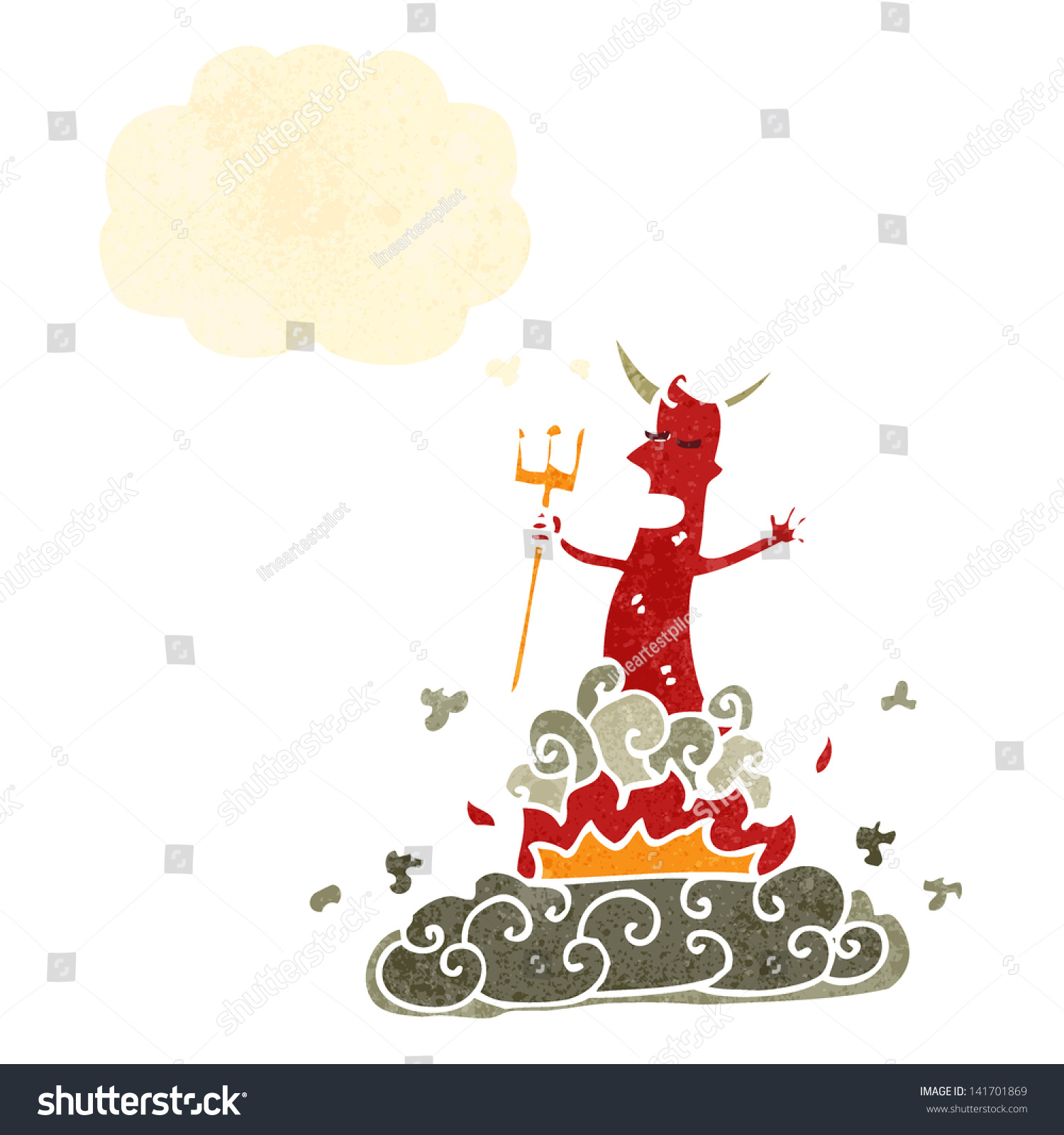 Retro Cartoon Devil Appearing Stock Vector (Royalty Free) 141701869 ...