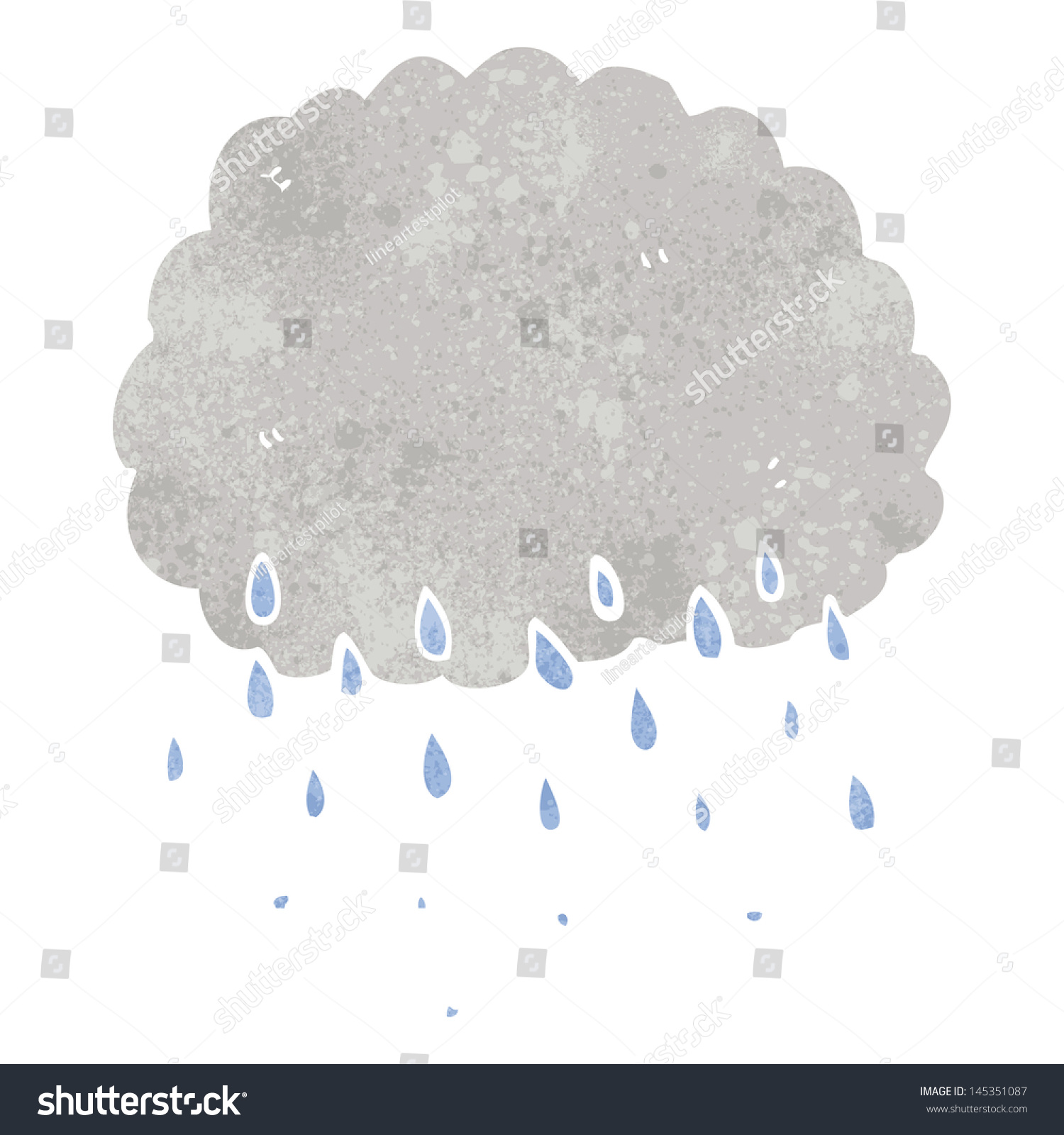 Retro Cartoon Rain Cloud Stock Vector (Royalty Free) 145351087 ...