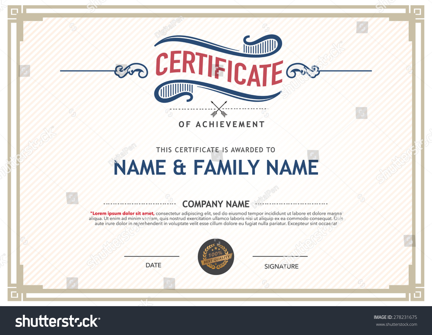 Retro Certificate Design Template: เวกเตอร์สต็อก (ปลอดค่าลิขสิทธิ์ ...