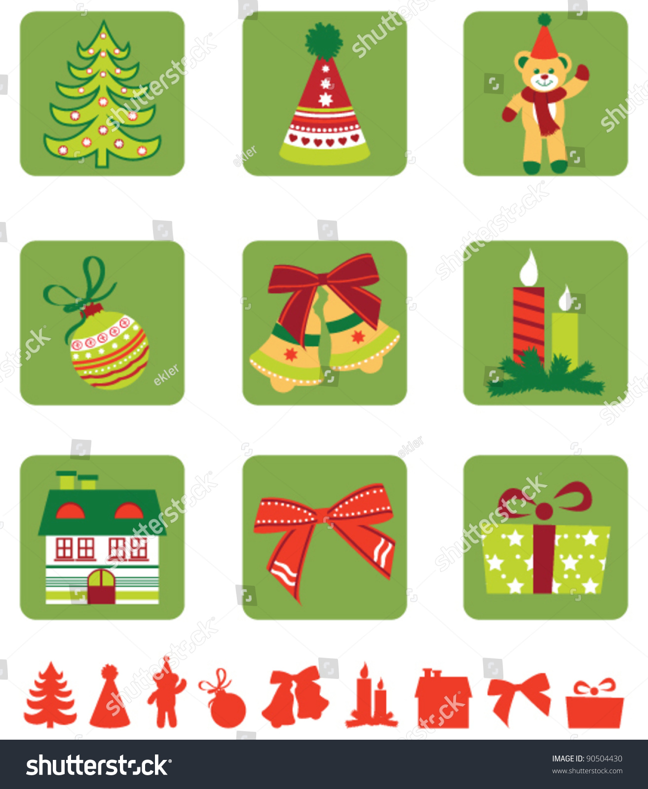 Retro Christmas Icons Stock Vector (Royalty Free) 90504430 | Shutterstock