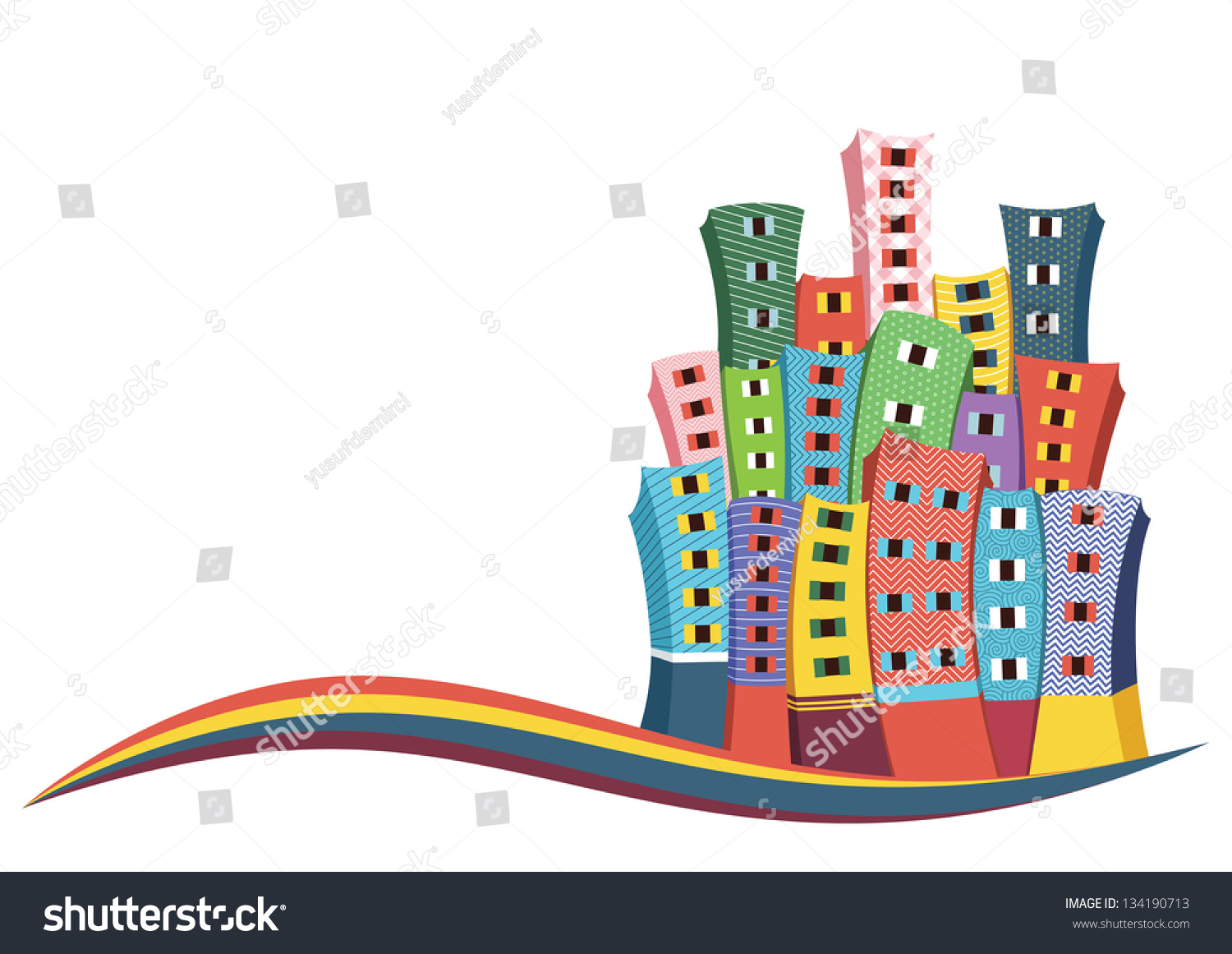 Retro City Vector Illustration Stock Vector (Royalty Free) 134190713 ...
