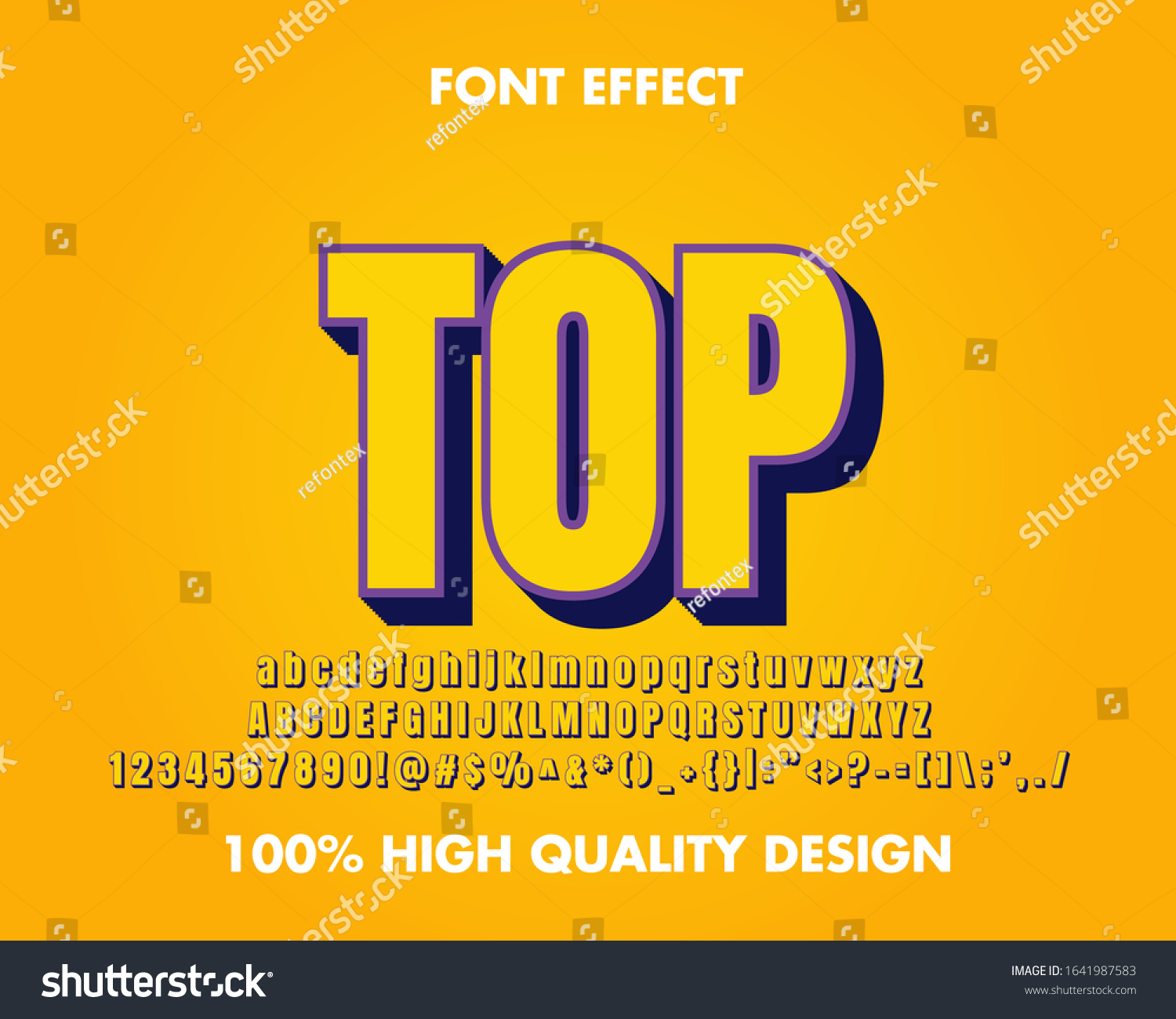 Retro Classic Top Yellow Text Effect Stock Vector (Royalty Free) 1641987583