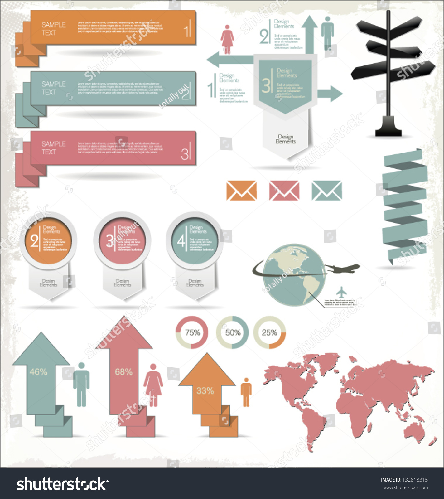 Retro Color Infographics Elements Stock Vector (Royalty Free) 132818315
