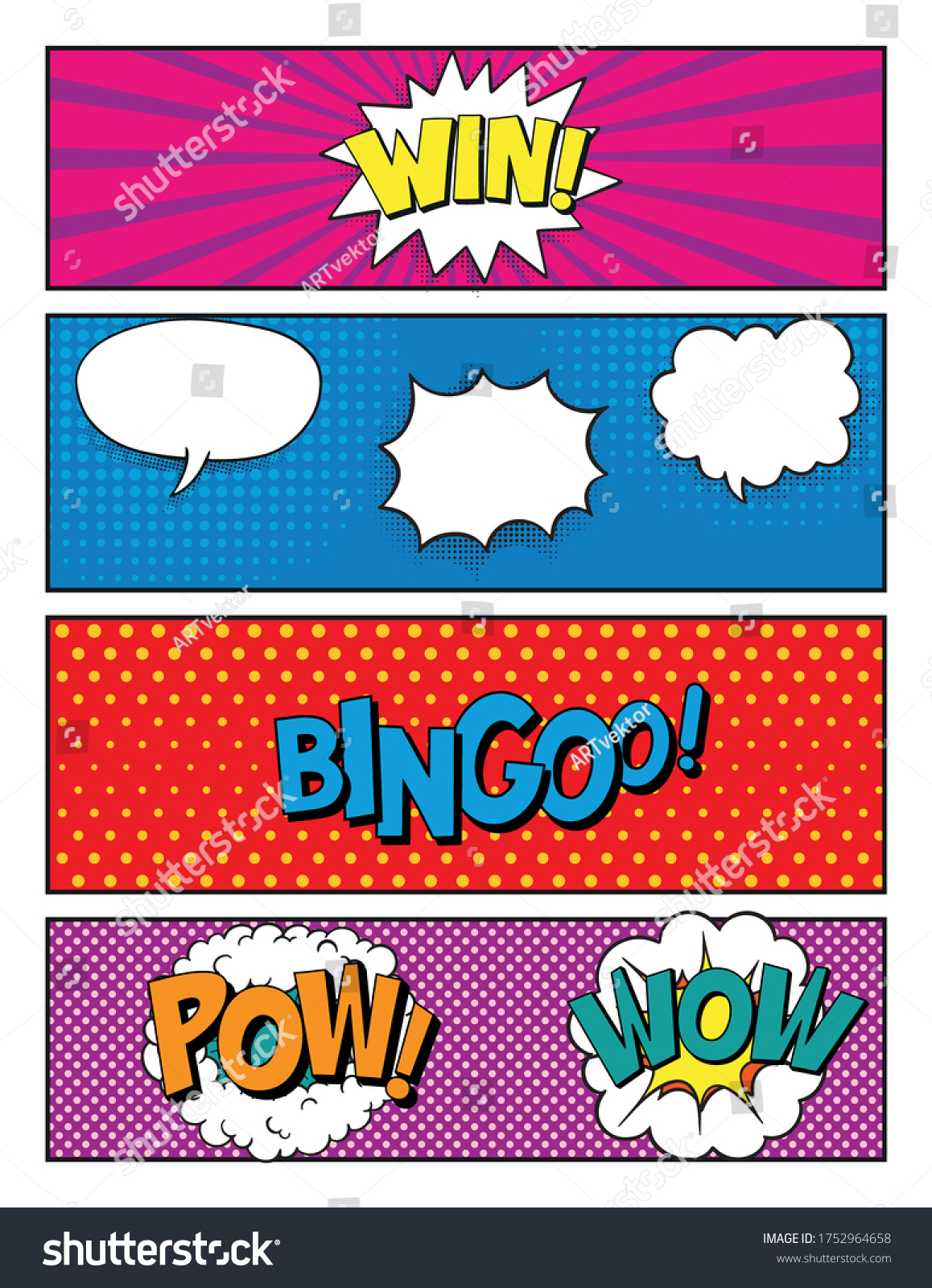 Retro Comic Book Vector Design Elements Stock Vector (Royalty Free ...