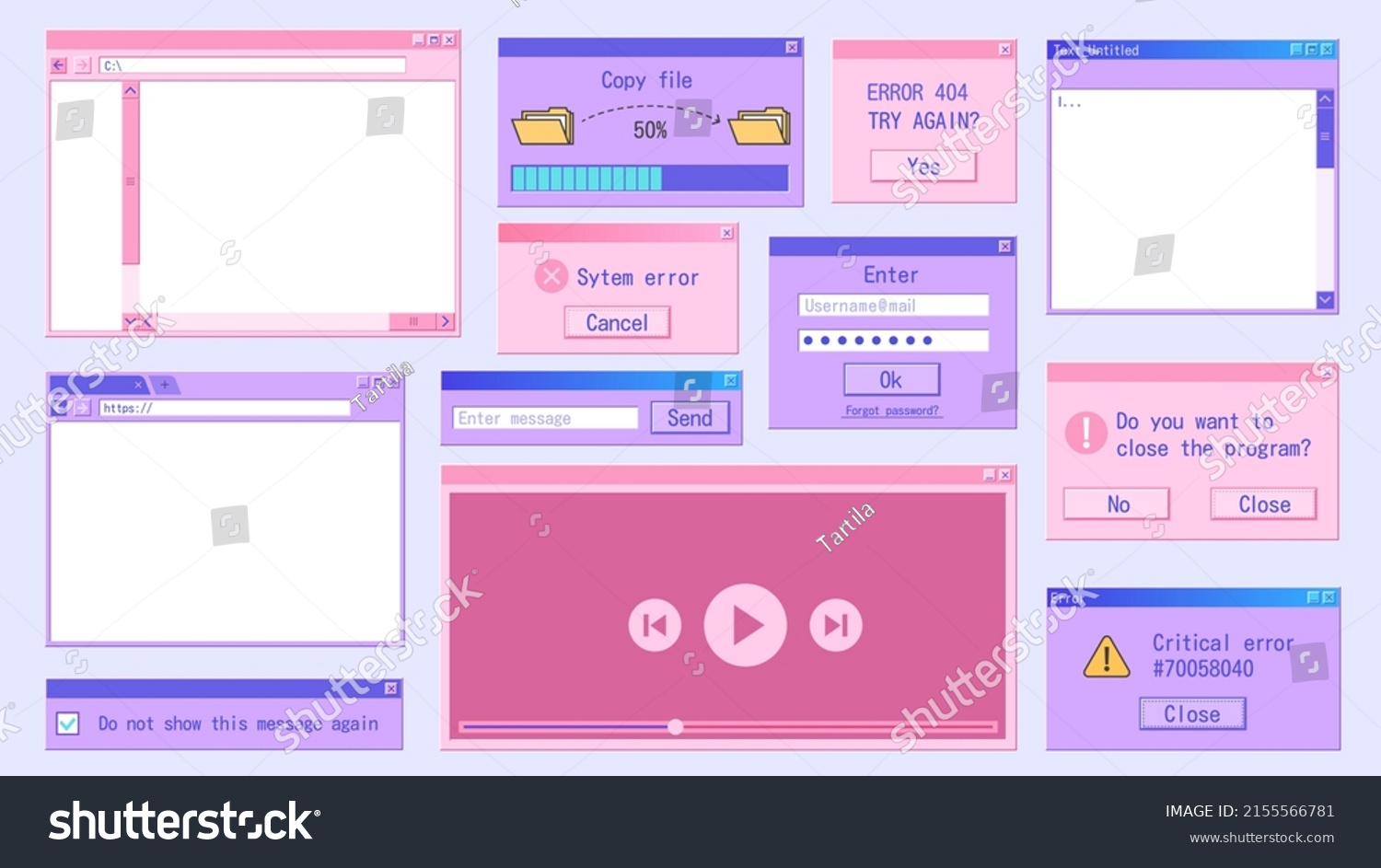 Retro Computer Window Retrowave Internet Browser Stock Vector (Royalty ...