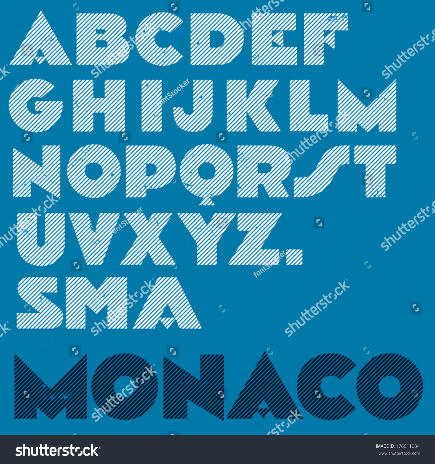 Retro Font Decorated Diagonal Lines Stock Vector (Royalty Free) 176611034