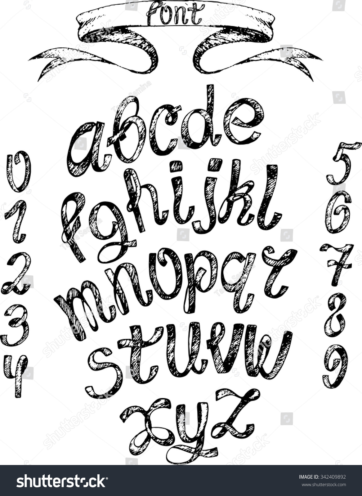 Retro Font Hand Drawing Stock Vector (Royalty Free) 342409892 ...