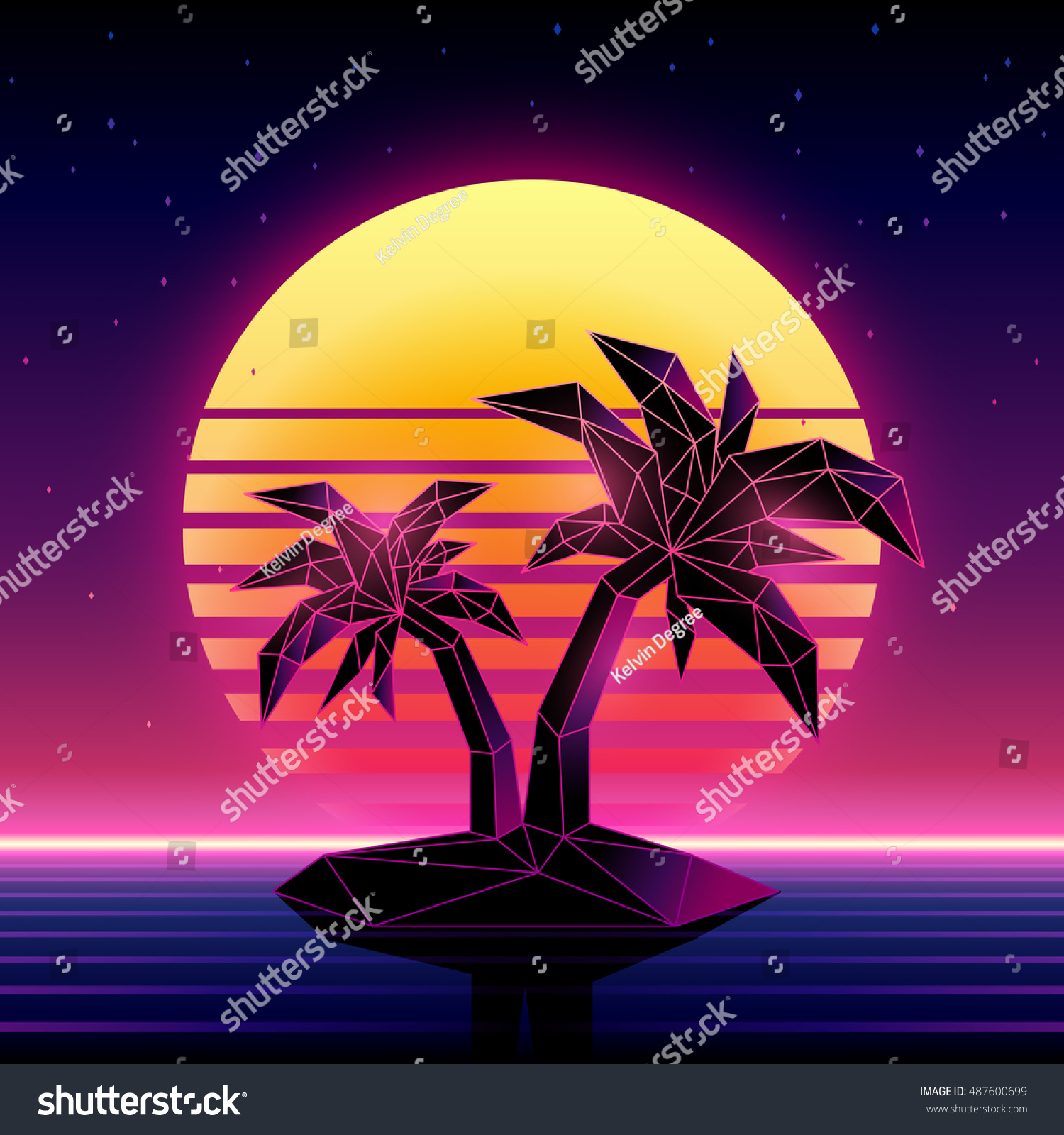 1980년대 스타일의 미래적인 배경컴퓨터 세계의 사이버 스톡 벡터로열티 프리 487600699