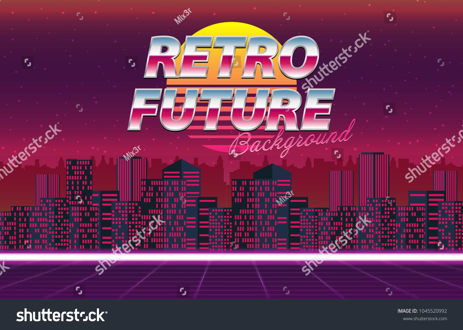 Retro Futuristic Vector Background Stock Vector (Royalty Free) 1045520992