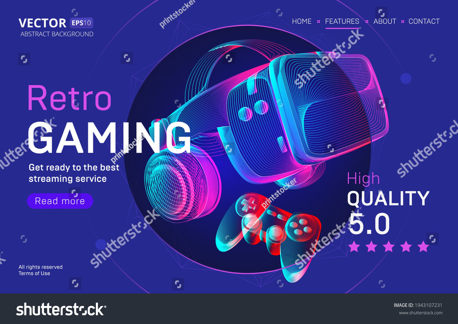 Retro Gaming Streaming Service Landing Page Stock Vector (Royalty Free ... Retro Gaming Streaming Service Landing Page Stock Vector (Royalty Free ...