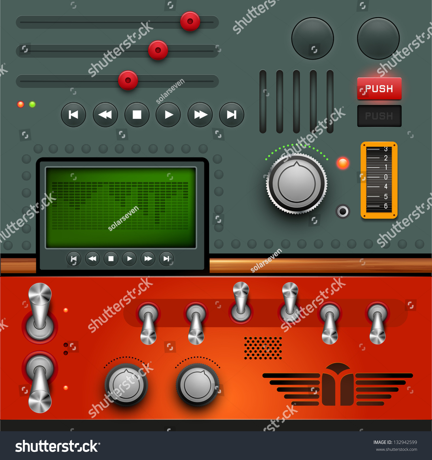 Retro Gui Design Layered Vector Illustration: vector de stock (libre de ...