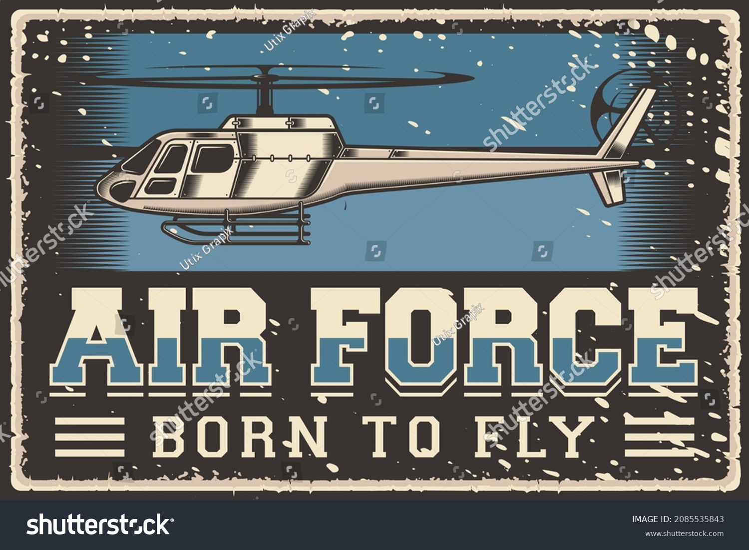 Retro Helicopter Air Force Poster Stock Vector (Royalty Free ...