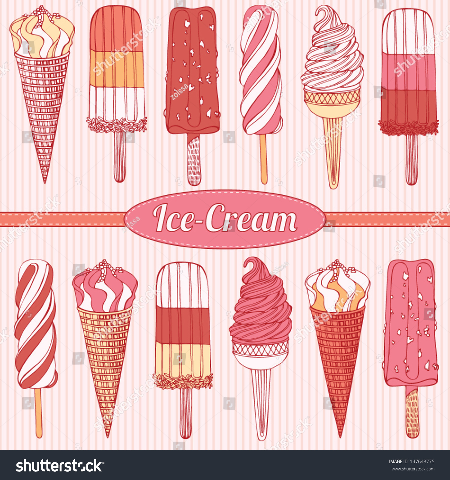 Retro Ice Cream Menu Stock Vector (Royalty Free) 147643775 | Shutterstock