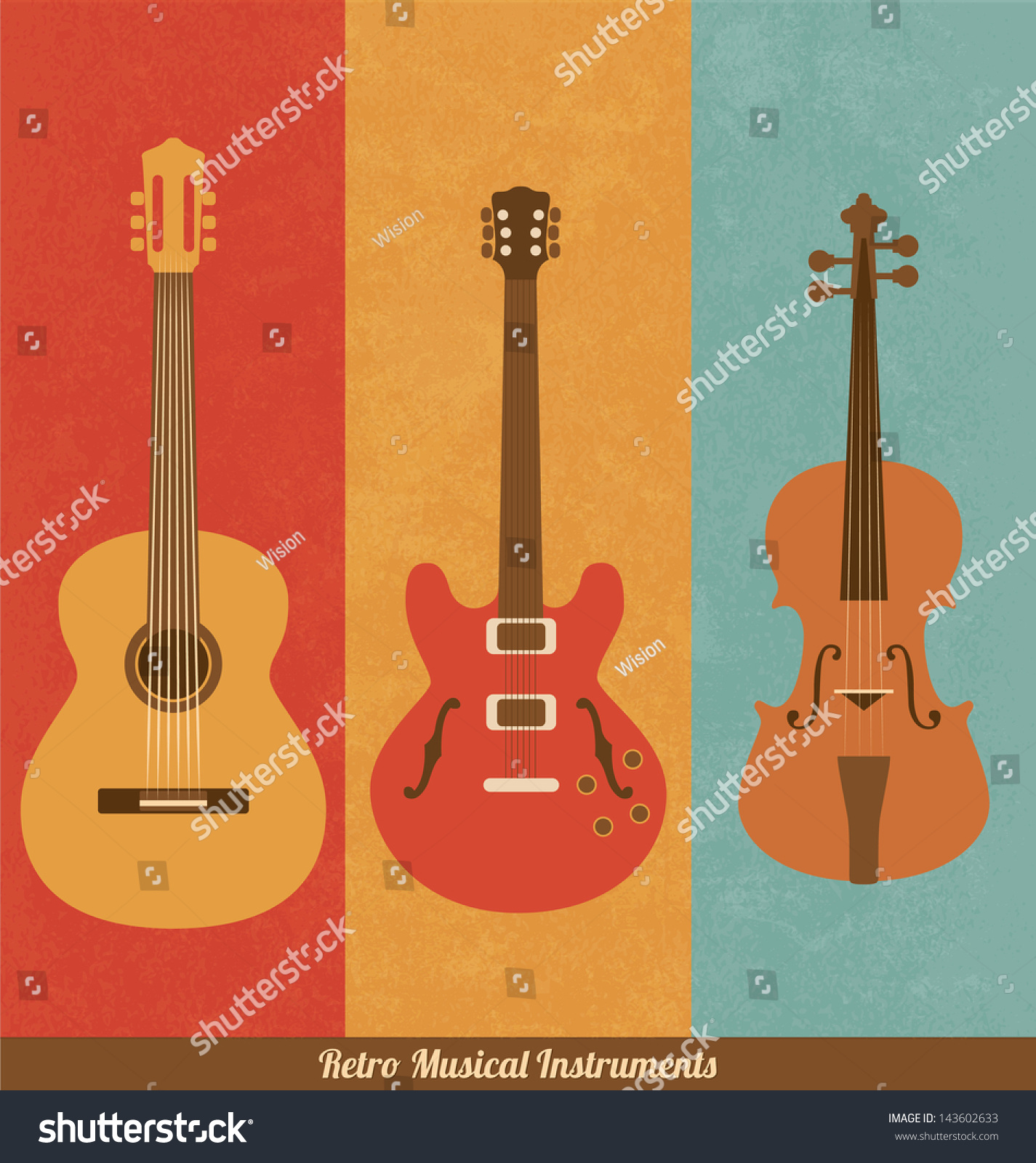 Retro Icons Guitar Set Stock Vector (Royalty Free) 143602633 | Shutterstock