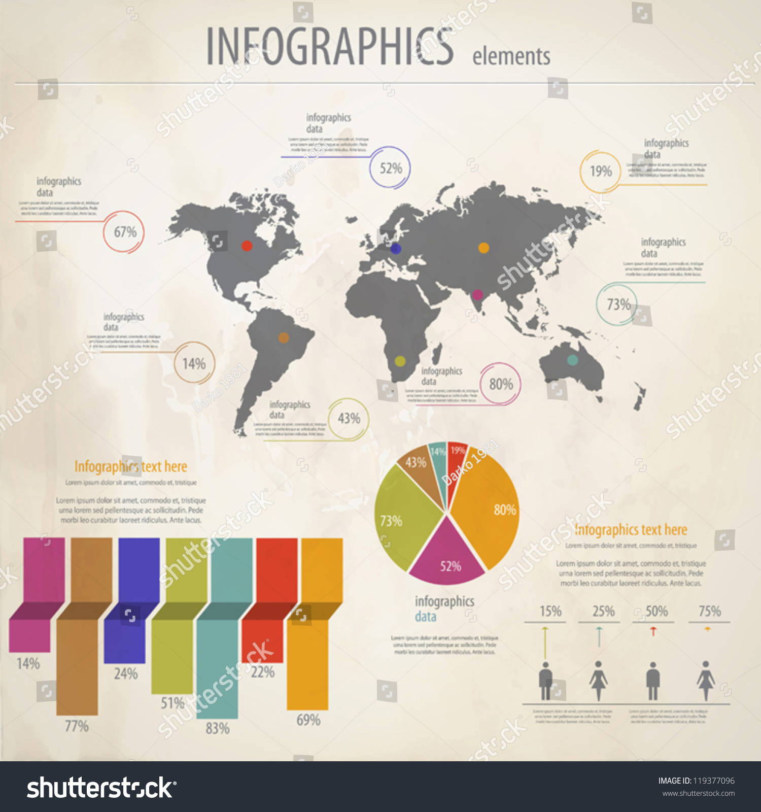 Retro Infographics Set World Map Information: vector de stock (libre de ...