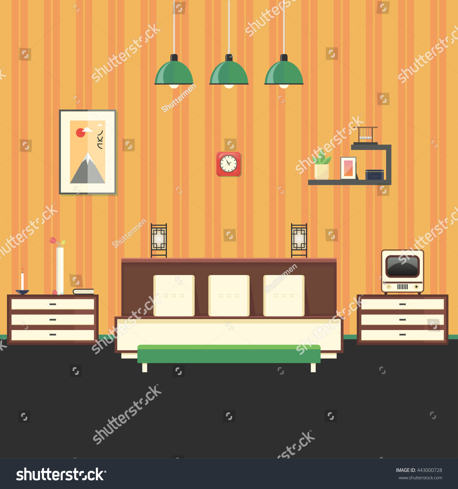 Retro Interiorcartoon Minimalistic Stock Vector (Royalty Free) 443000728