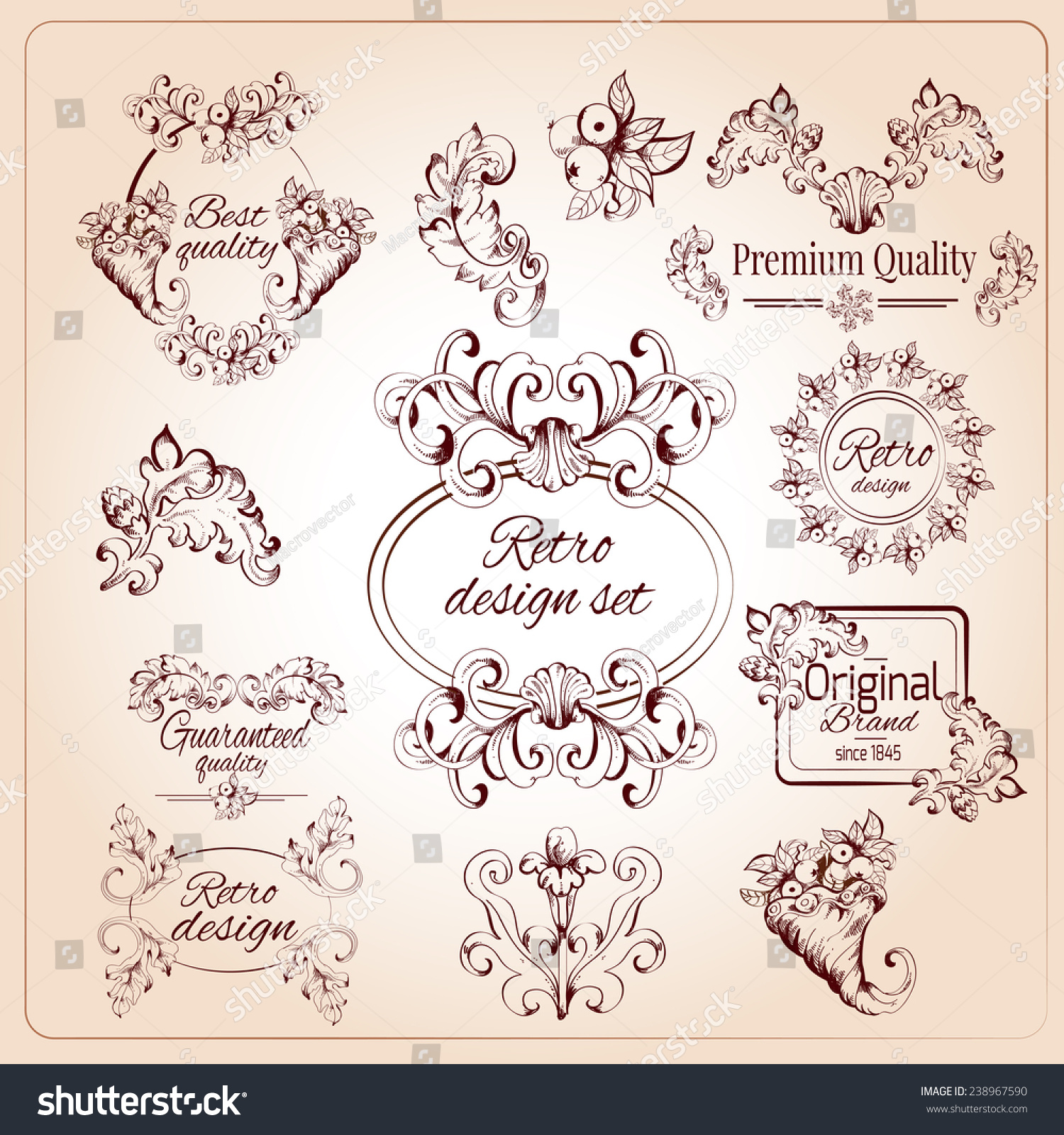 Retro Leaf Design Elements Premium Brand Stock Vector (Royalty Free ...
