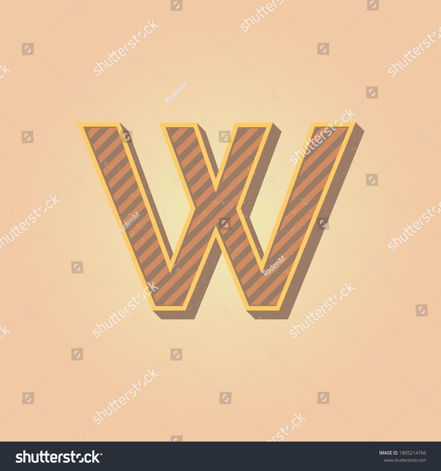Retro Letter W Grunge Texture Vector Stock Vector (Royalty Free ...