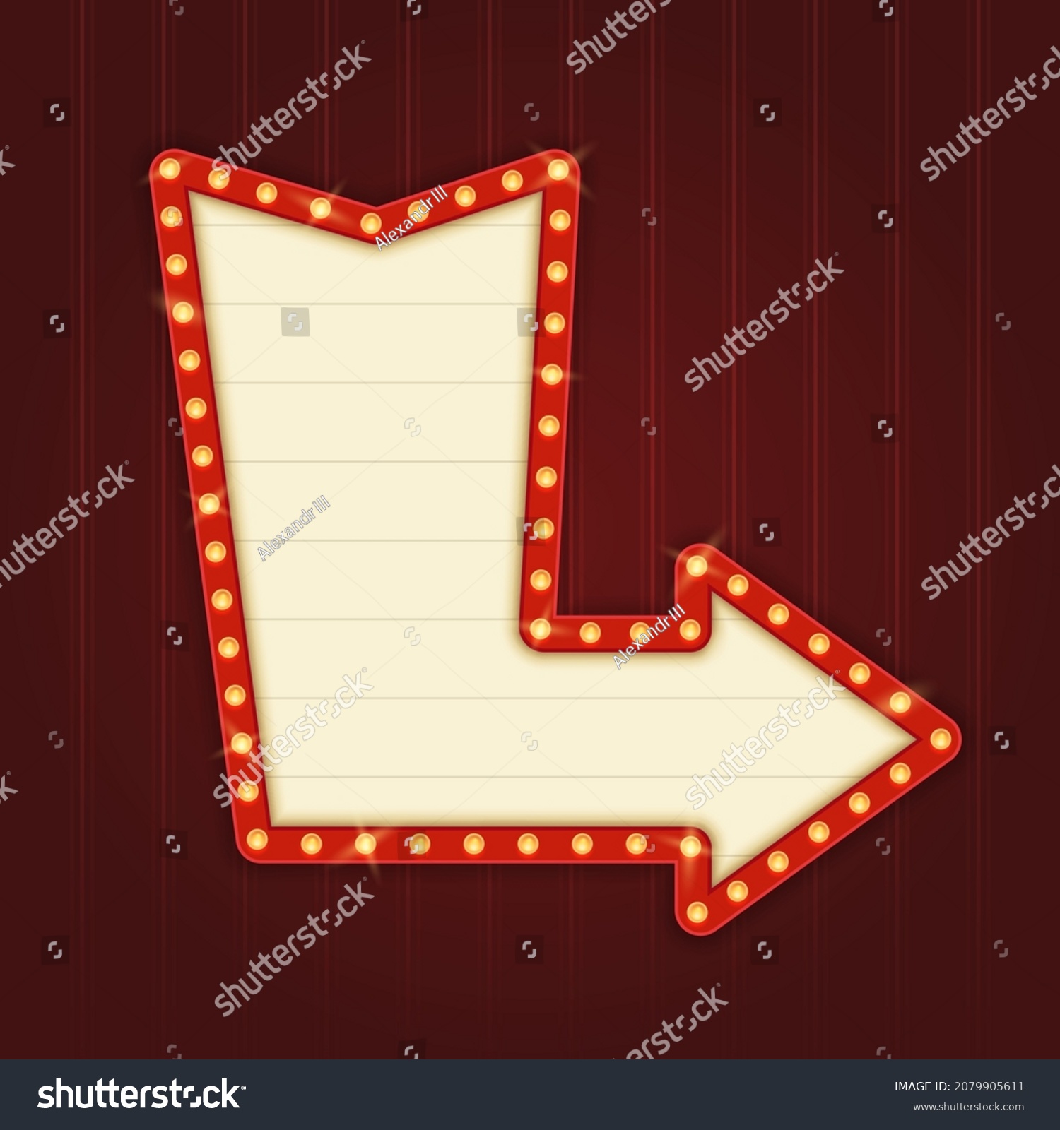 Retro Lightbox Arrow Shape Template Red Stock Vector (Royalty Free ...