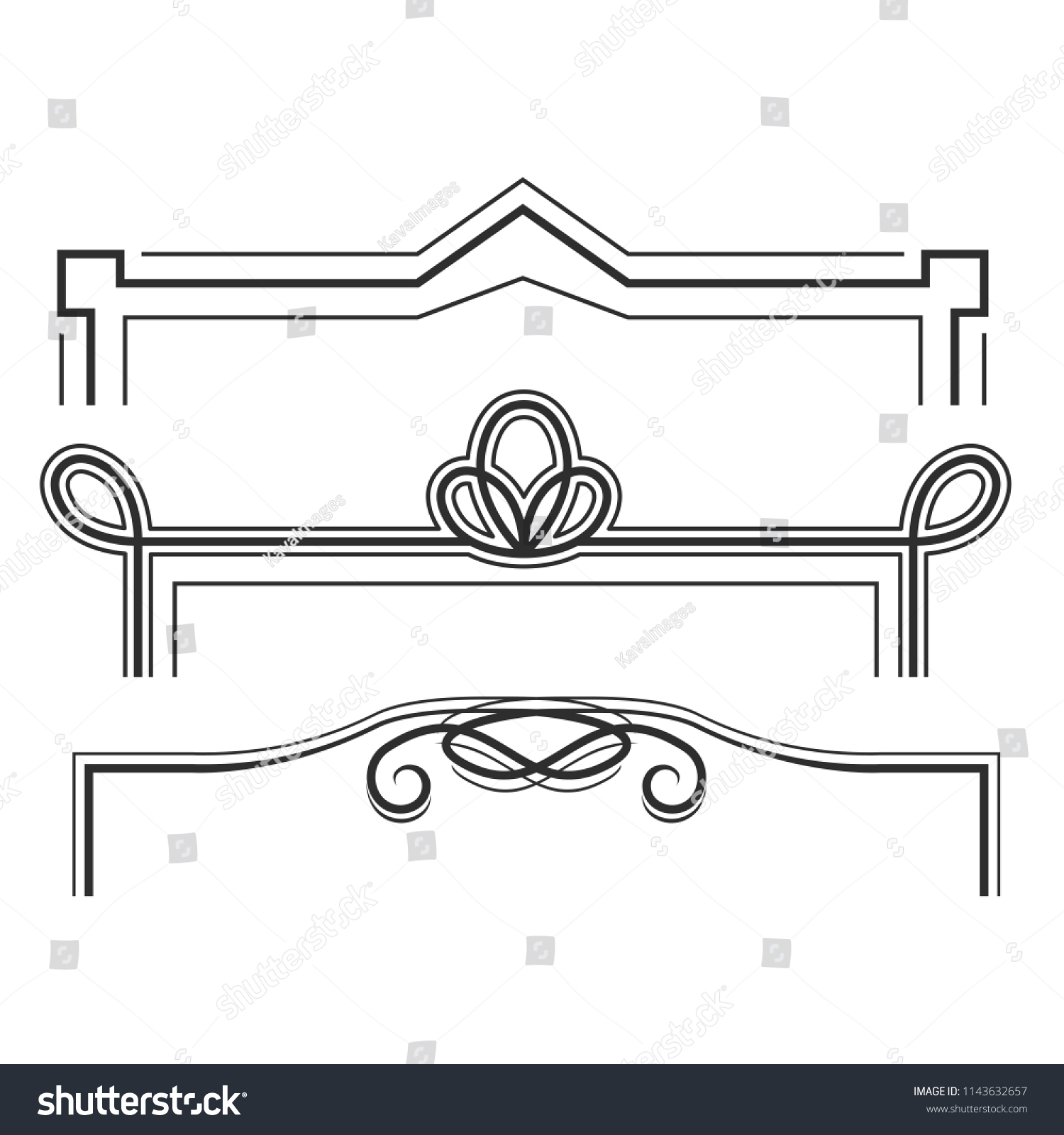 Retro Line Frames Decorative Borders Curls Stock Vector (Royalty Free ...