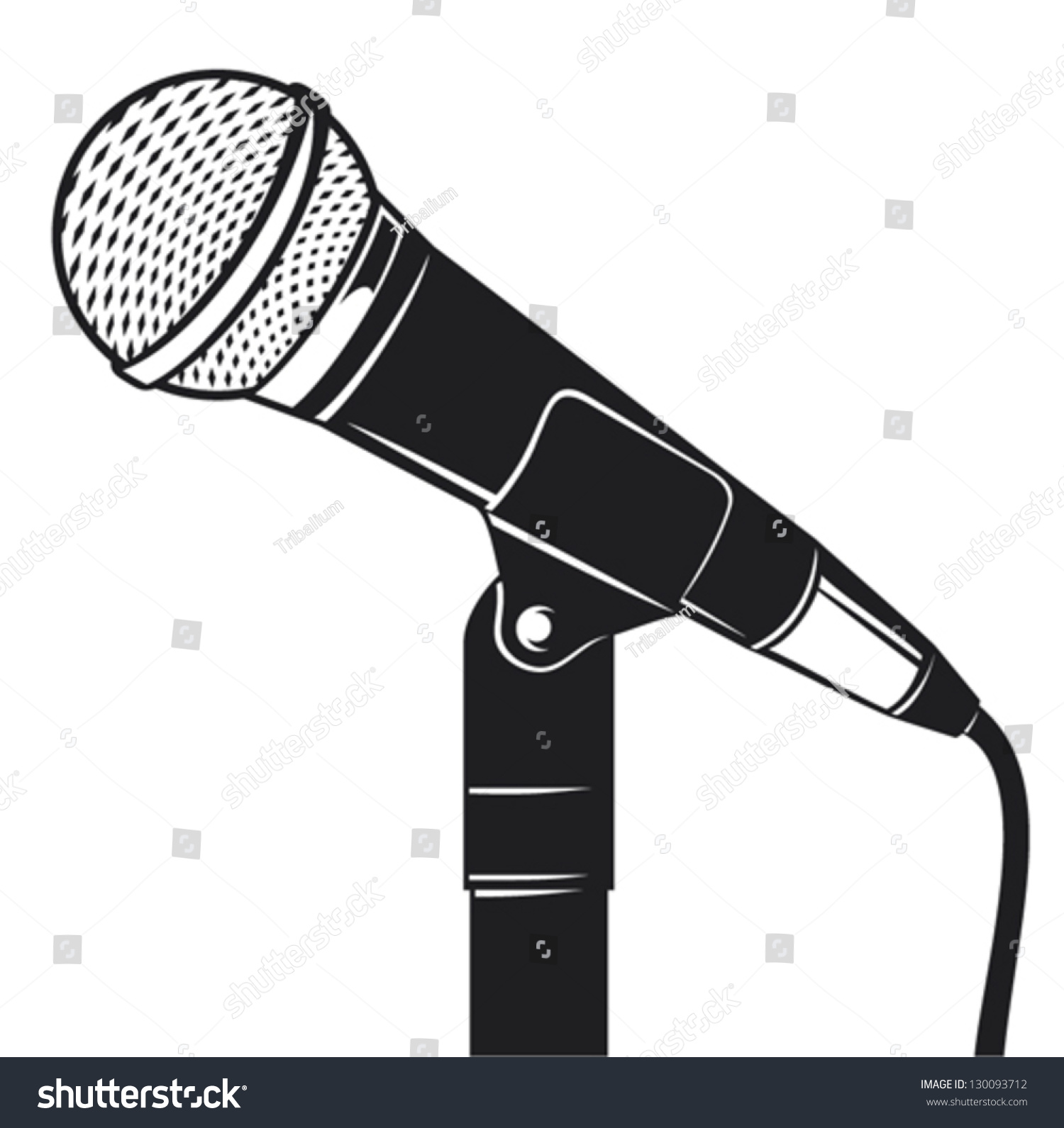 Retro Microphone With Stand Stock Vector Illustration 130093712 ...