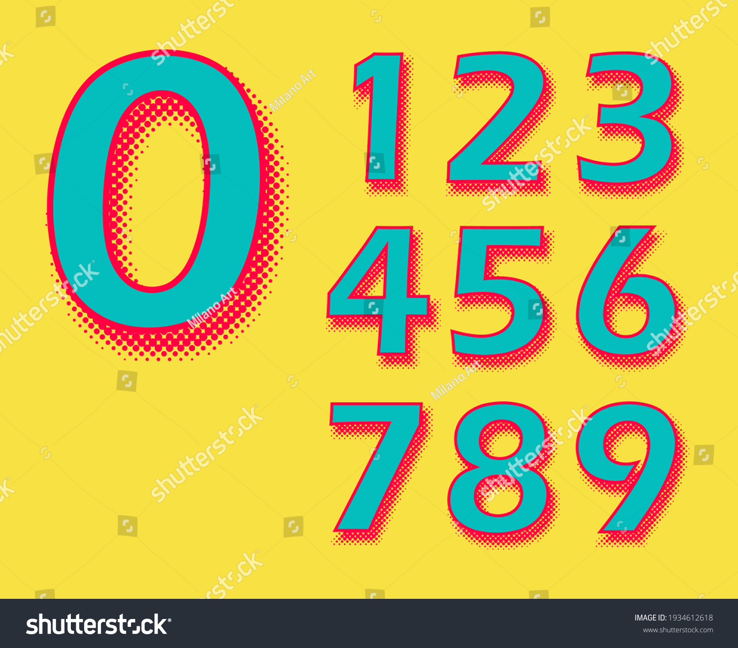 Retro Numbers Halftone Effect Stock Vector (Royalty Free) 1934612618