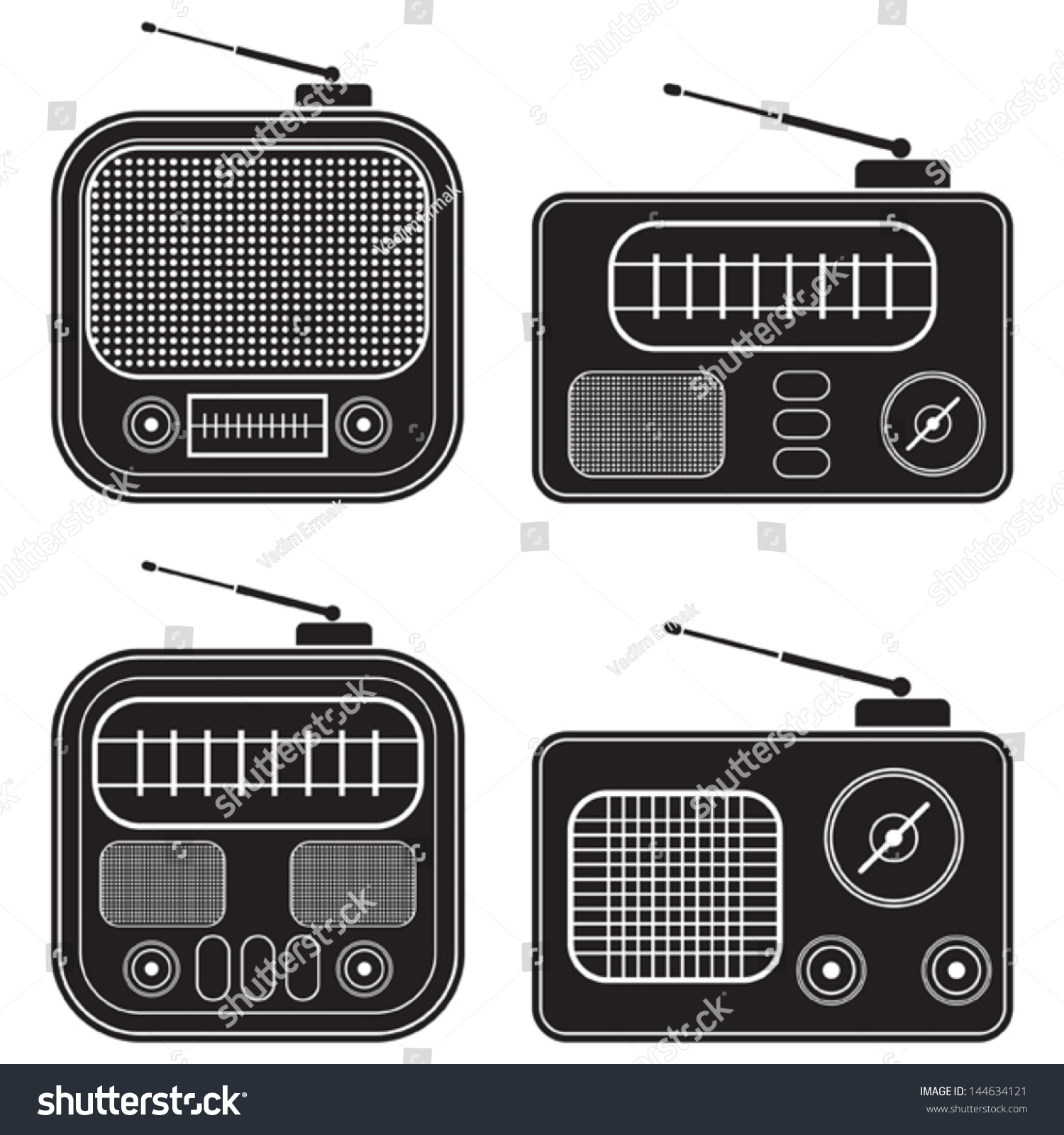 Retro Radio Vector Set Stock Vector (Royalty Free) 144634121 | Shutterstock