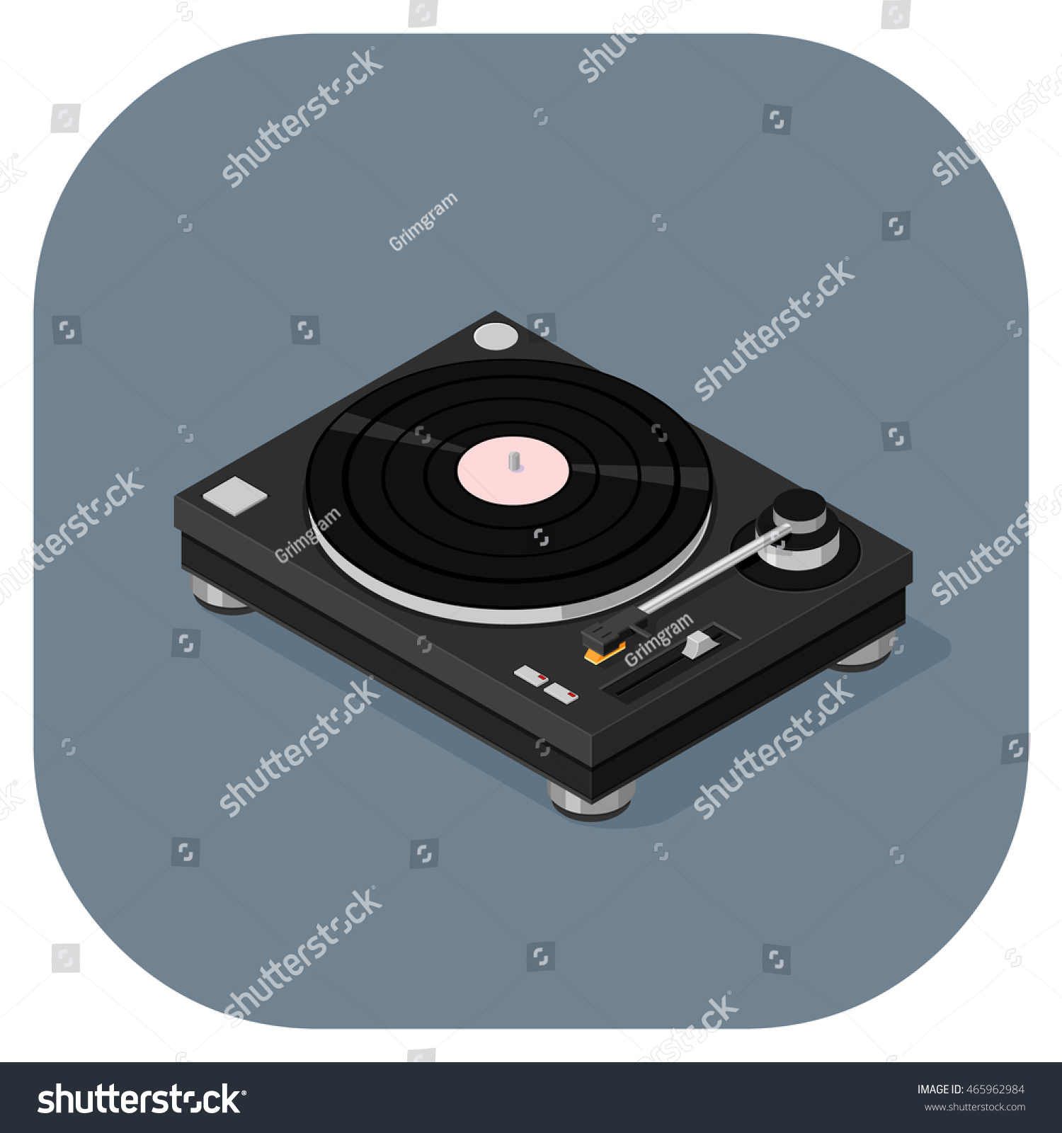 Retro Record Player Icon Dj Turntable Stock Vector (Royalty Free) 465962984