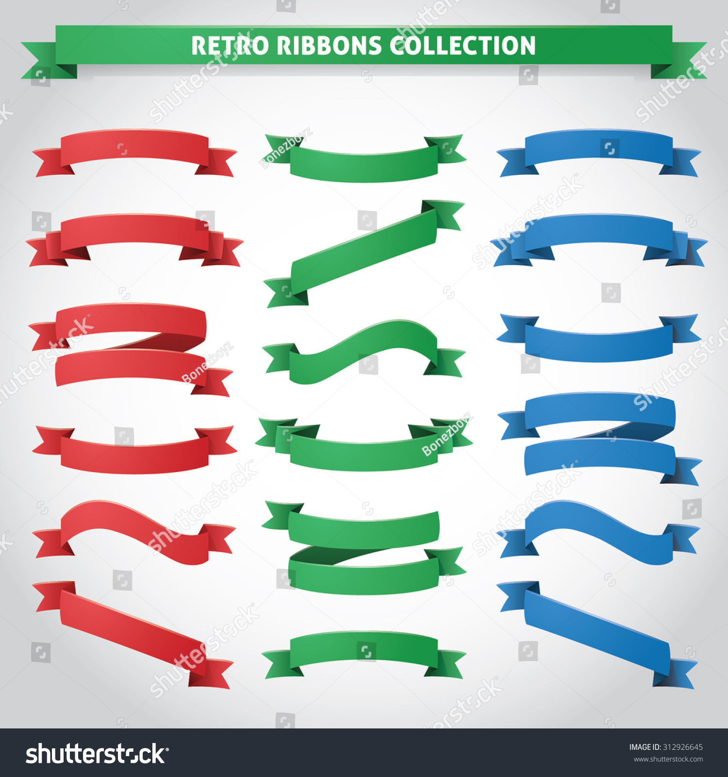 Retro Ribbons Collection Stock Vector Illustration 312926645 : Shutterstock