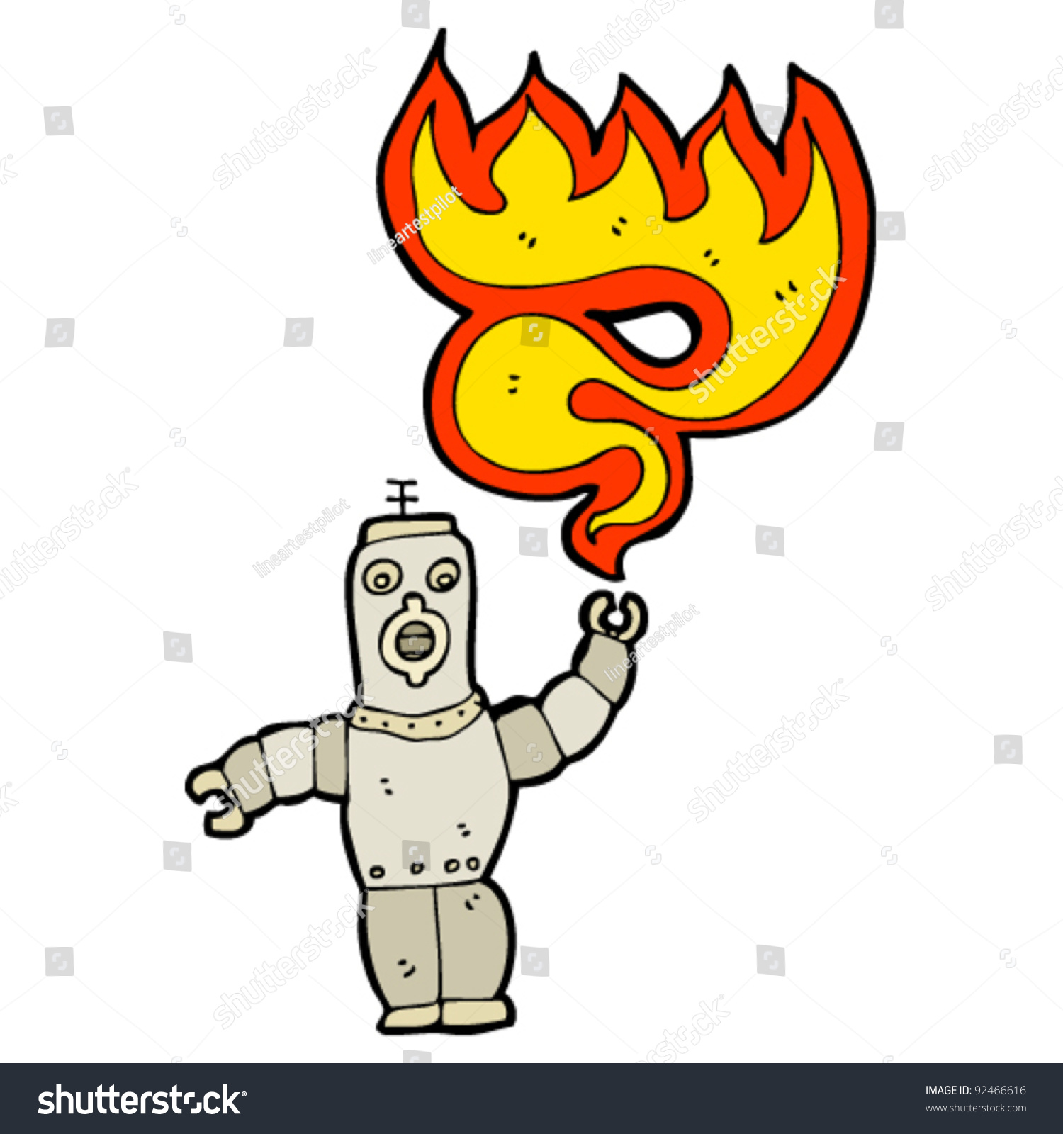 Retro Robot Shooting Fire Stock Vector (Royalty Free) 92466616