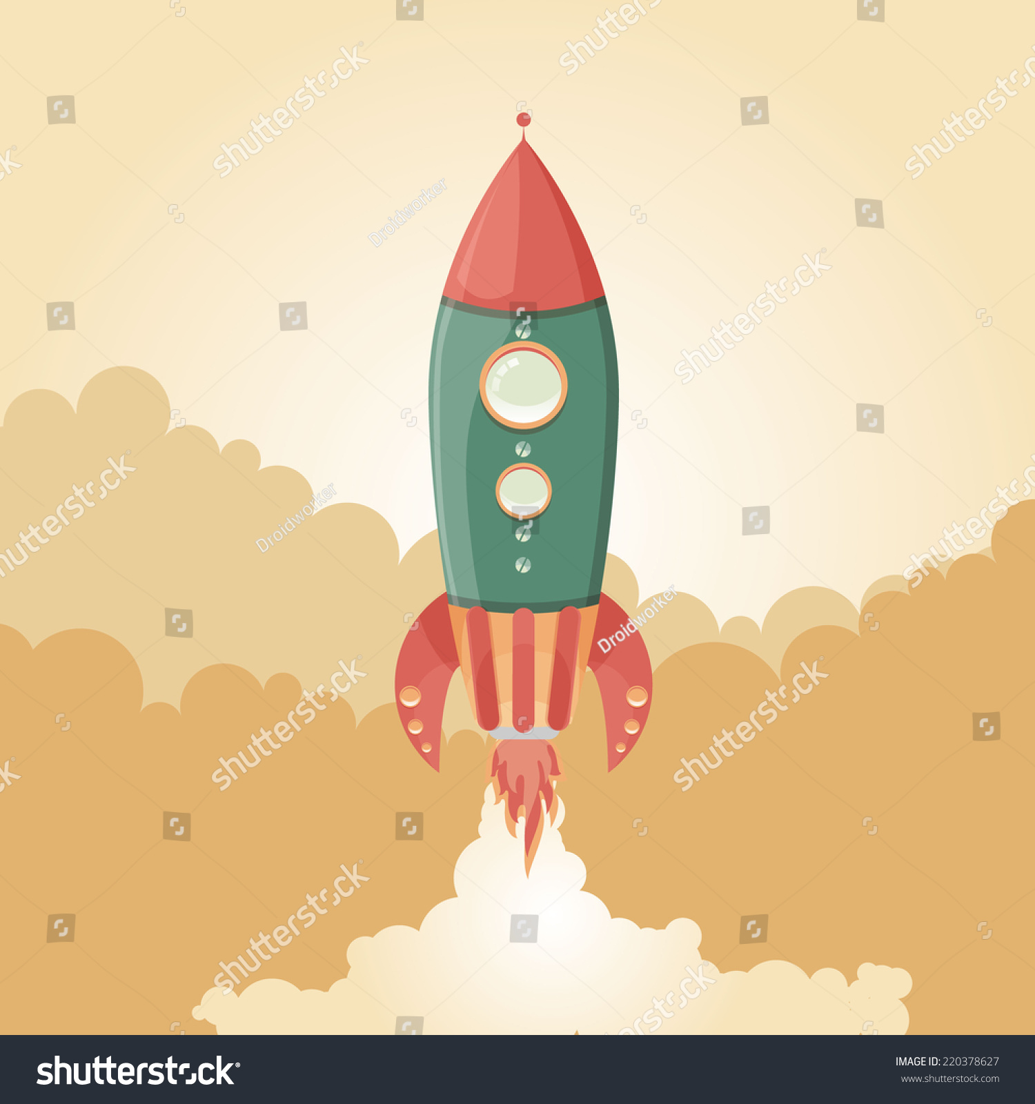 Retro Spaceship Vector Poster Template Stock Vector (Royalty Free ...