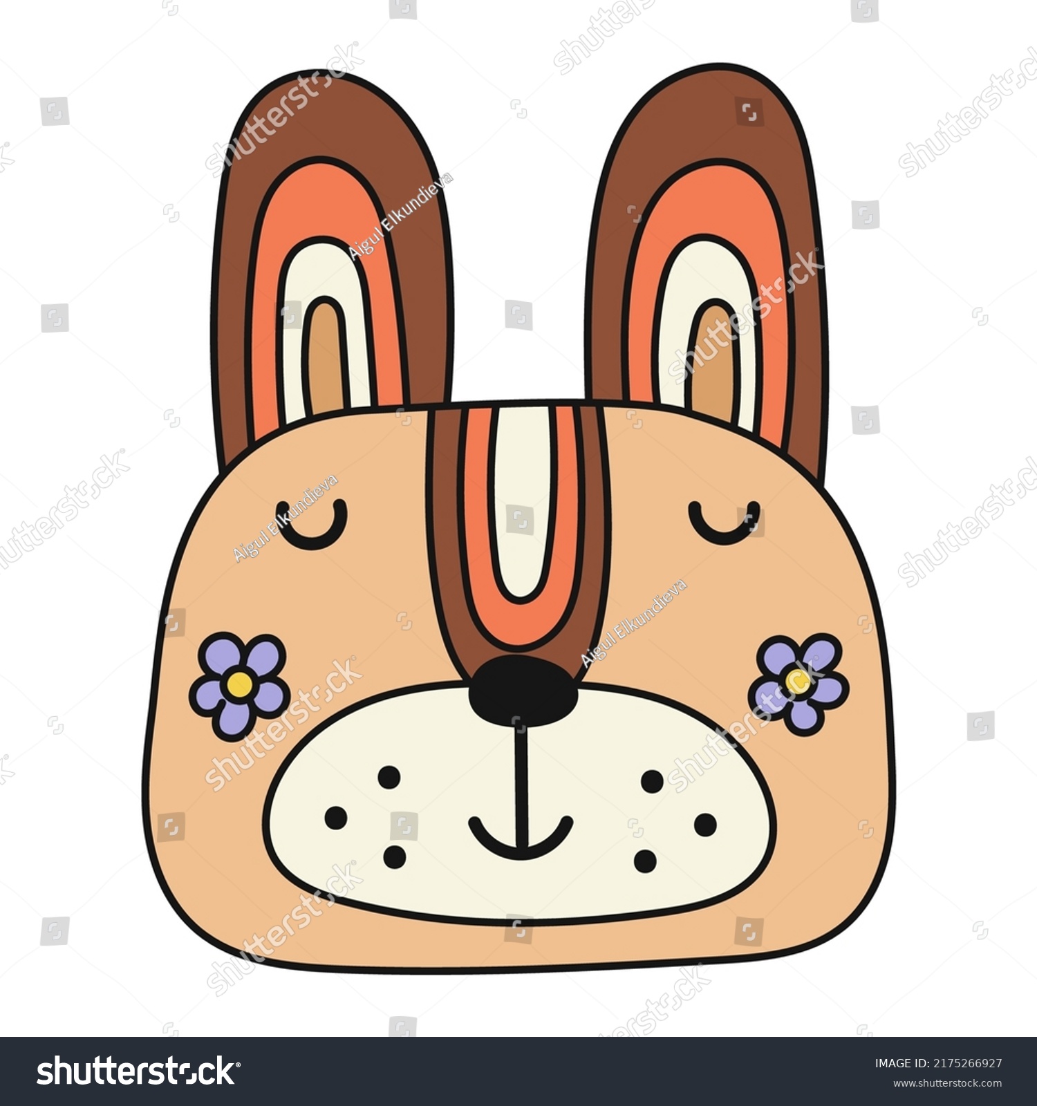 Retro Stylized Bunny Face Vector Illustration Stock Vector (Royalty ...