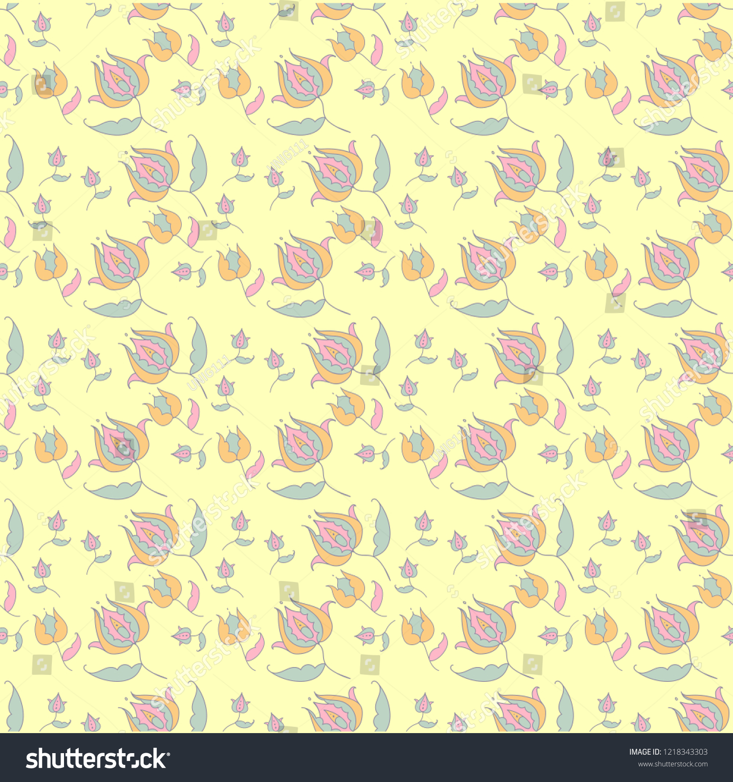 Retro Stylized Flower Pattern Illustrator Seamless Stock Vector ...