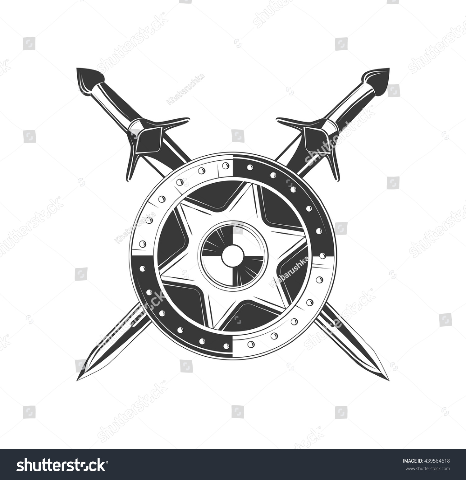 Retro Sword Badges Shields Logo Design Stock Vector (Royalty Free ...