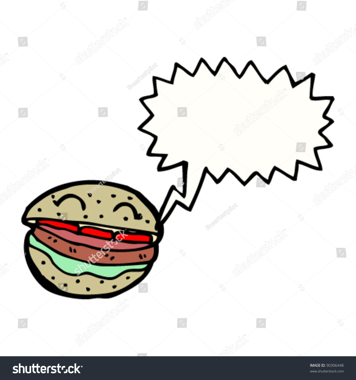 Retro Talking Burger Cartoon Stock Vector (Royalty Free) 90306448
