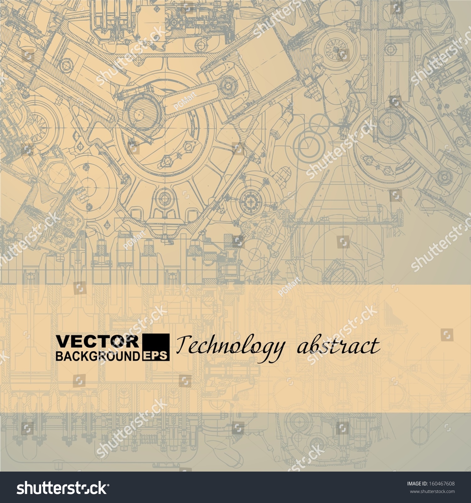 Retro Technical Background Drawing Internal Combustion Stock Vector ...
