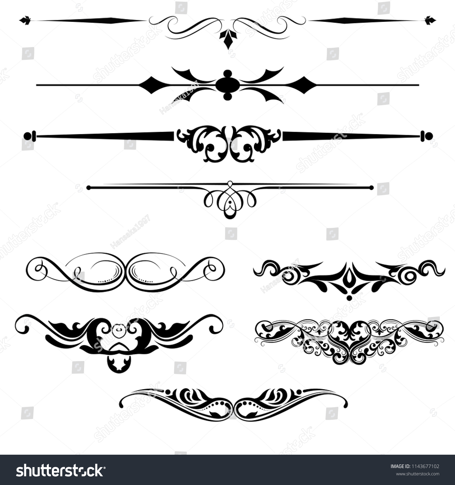 Retro Text Dividers Set: vector de stock (libre de regalías) 1143677102