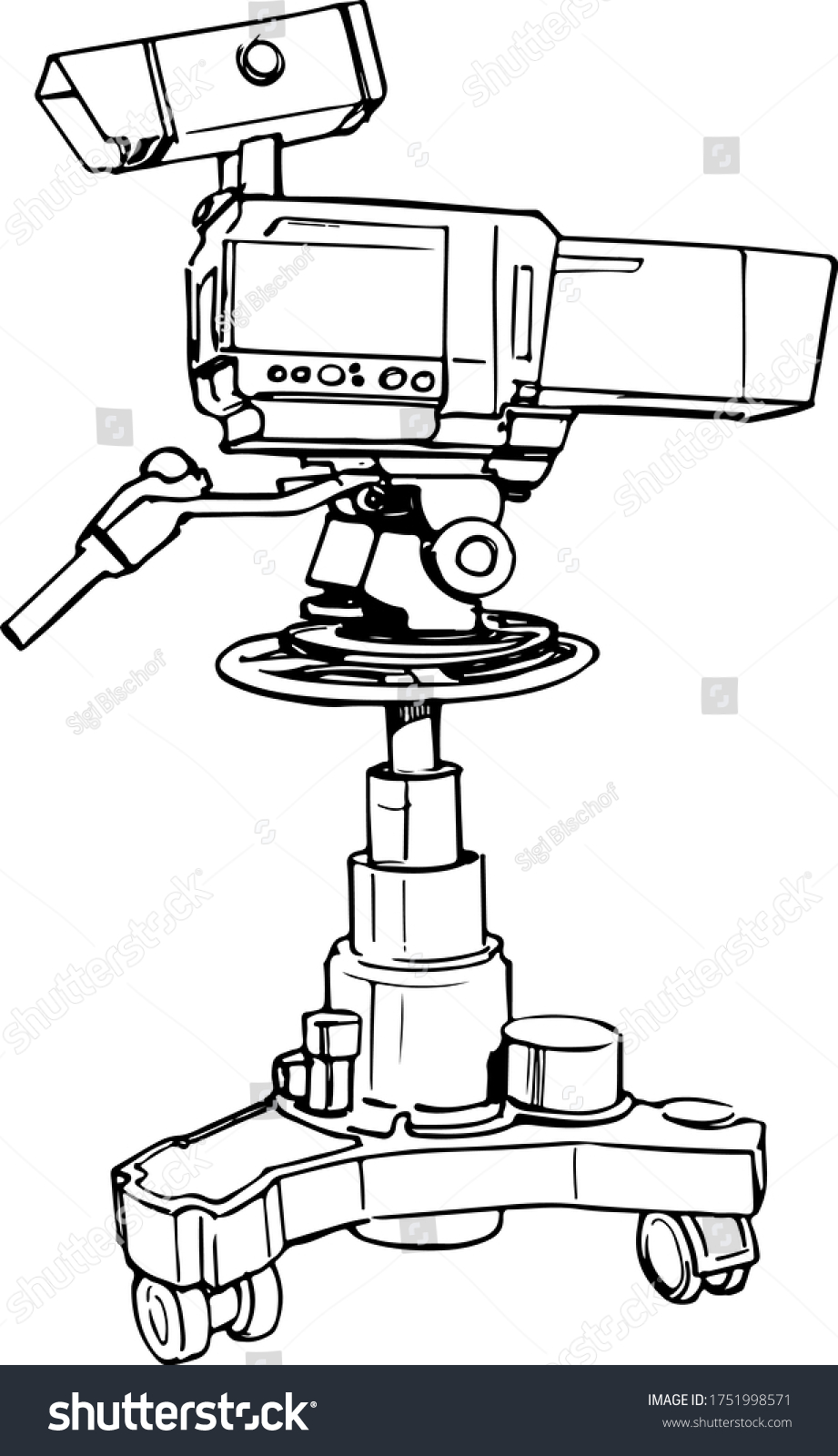 Retro Tv Studio Camera On Wheels Stock Vector (Royalty Free) 1751998571 ...