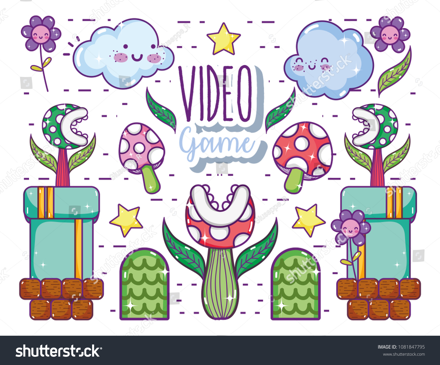 Retro Videogames Cartoons Stock Vector (Royalty Free) 1081847795 ...