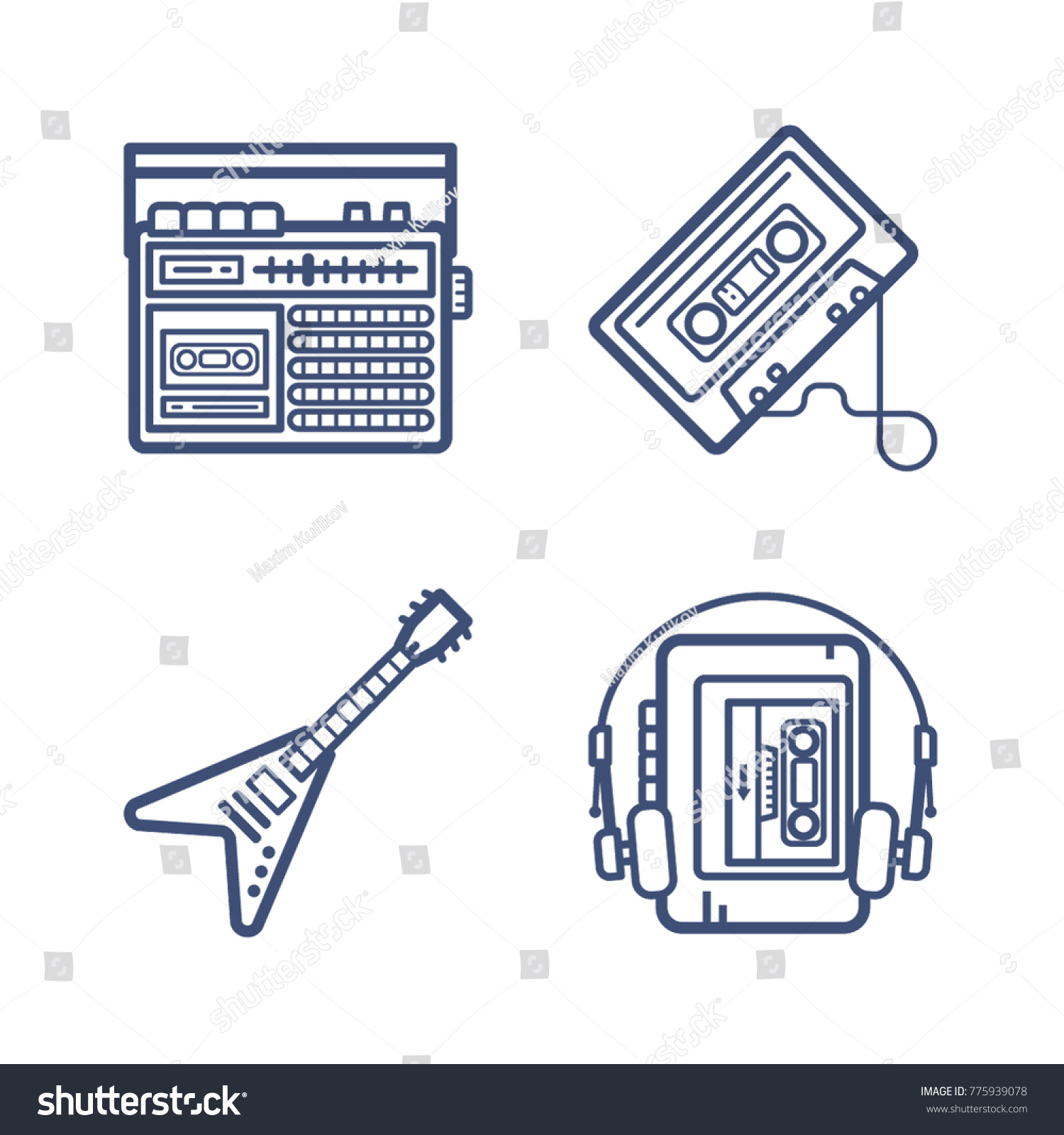 Retro Wave Icon Set Stock Vector (Royalty Free) 775939078