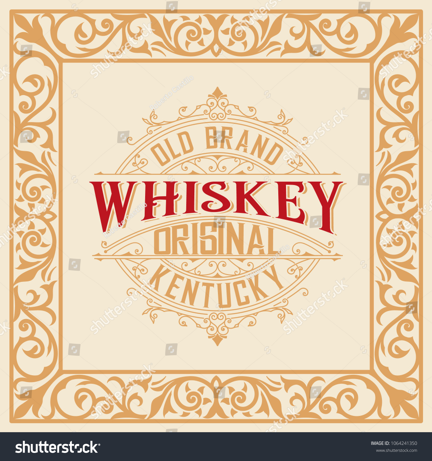 Retro Whiskey Label Vector Stock Vector (Royalty Free) 1064241350