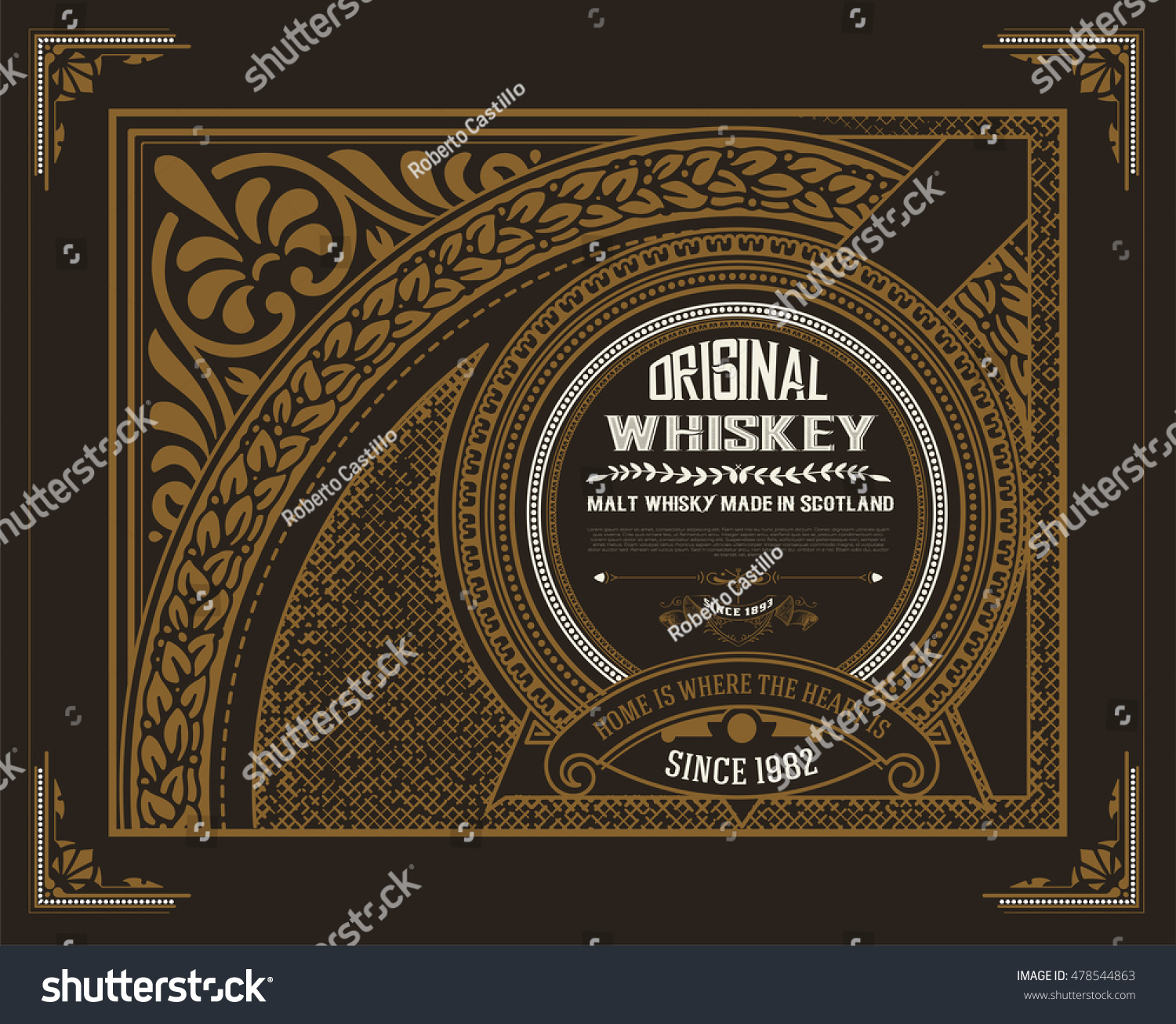 Retro Whiskey Label Vector Stock Vector 478544863 - Shutterstock