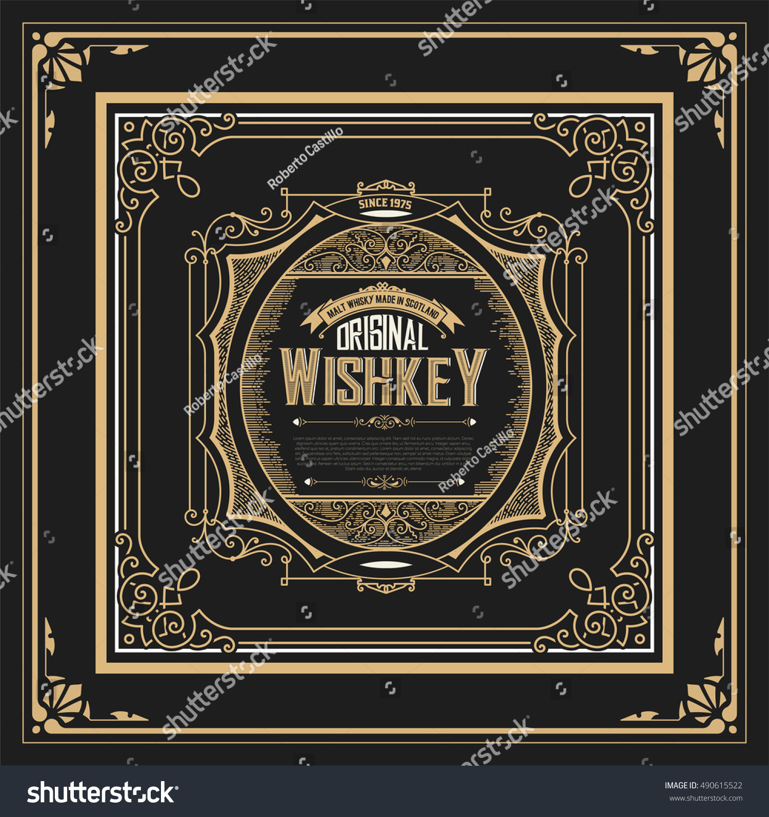 Retro Whiskey Label Vector Stock Vector (Royalty Free) 490615522 ...